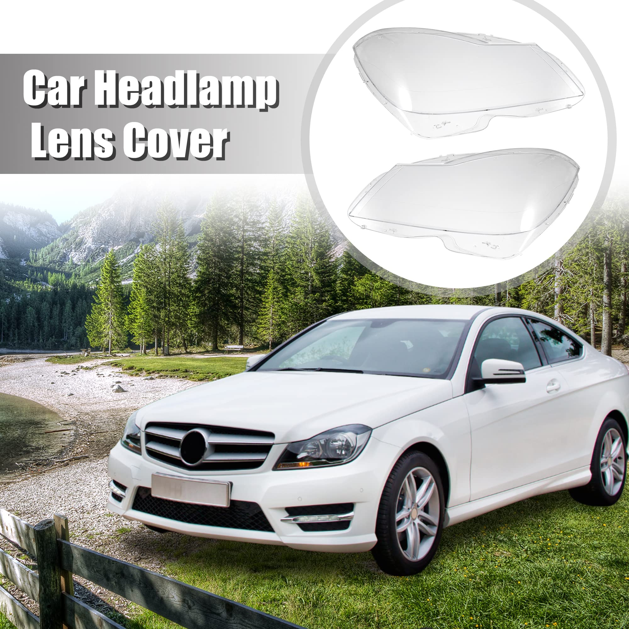 X AUTOHAUX 1 Pair Car Front Headlight Headlamp Lense Clear Lens Cover ...
