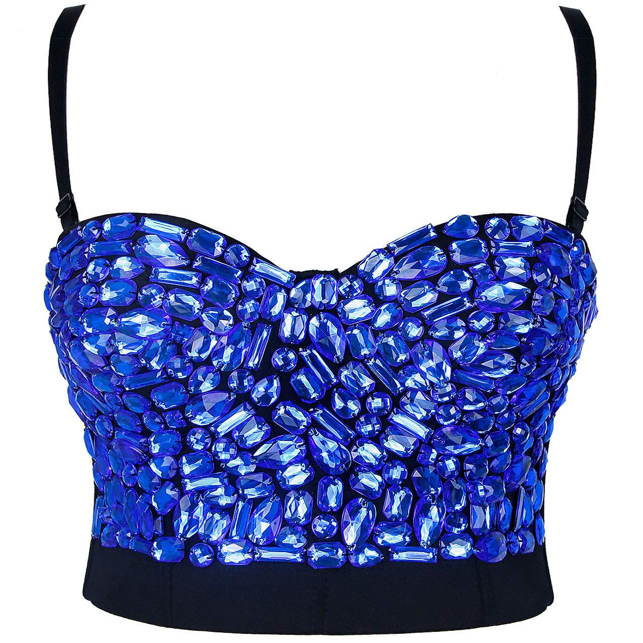 Charmian Women's Colorful Rhinestone Push Up Bra Clubwear Party Bustier ...