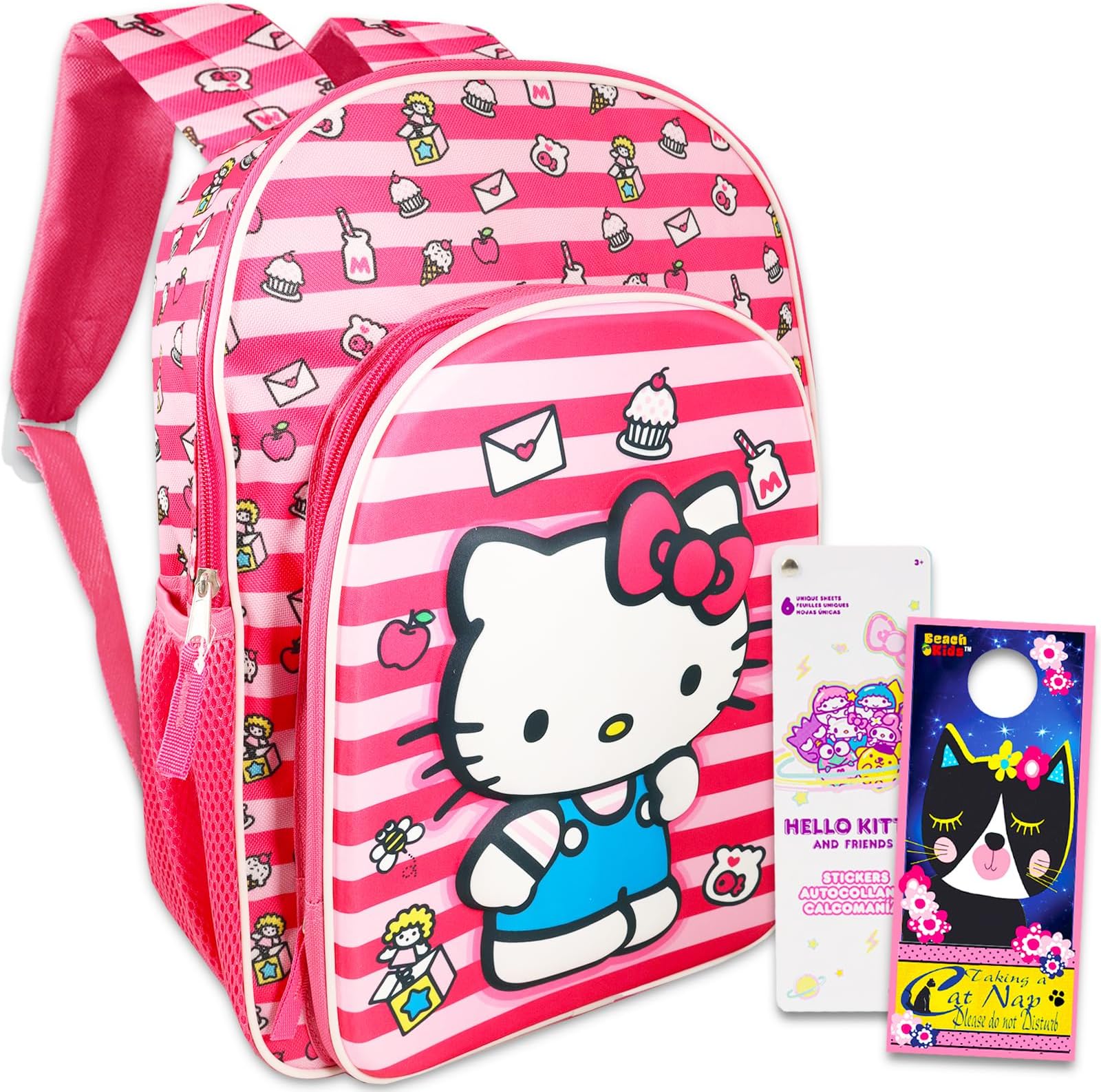 Amazon.com: Hello Sanrio Kitty Backpack With Lunch Bag For Girls, Kids ...