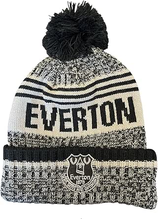Everton Football Club Official Slab Adult Bobble Hat Black : Amazon.co ...