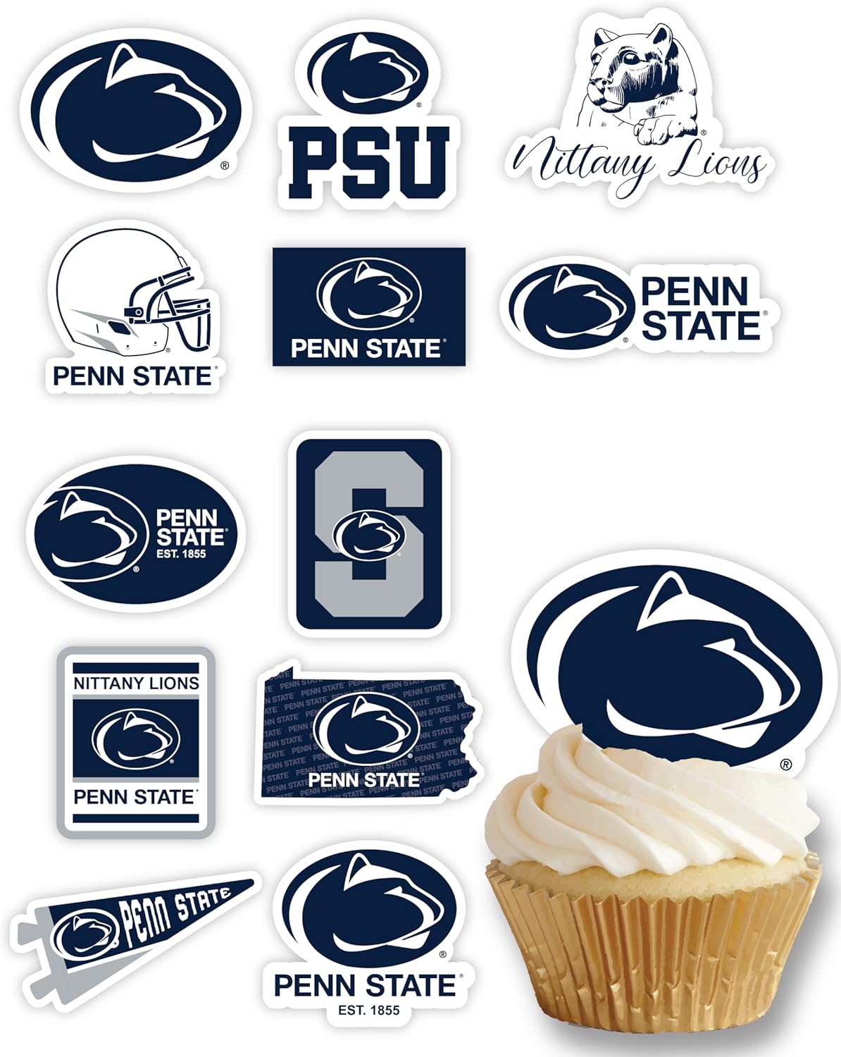 Amazon.com: Penn State University Cupcake Topper Party Supplies for ...
