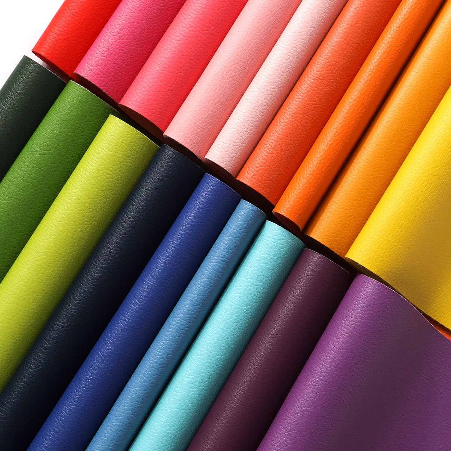 Amazon.com: 18 Pieces Faux Leather Sheets, 8×12 inches Rainbow Soft ...