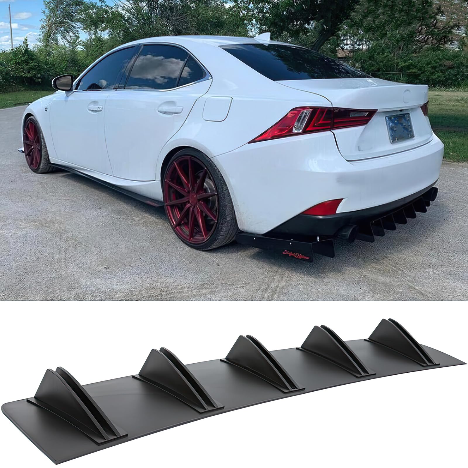 Buy 31" Car Rear Bumper Lip, Universal Rear Diffuser Shark Fin Style ...