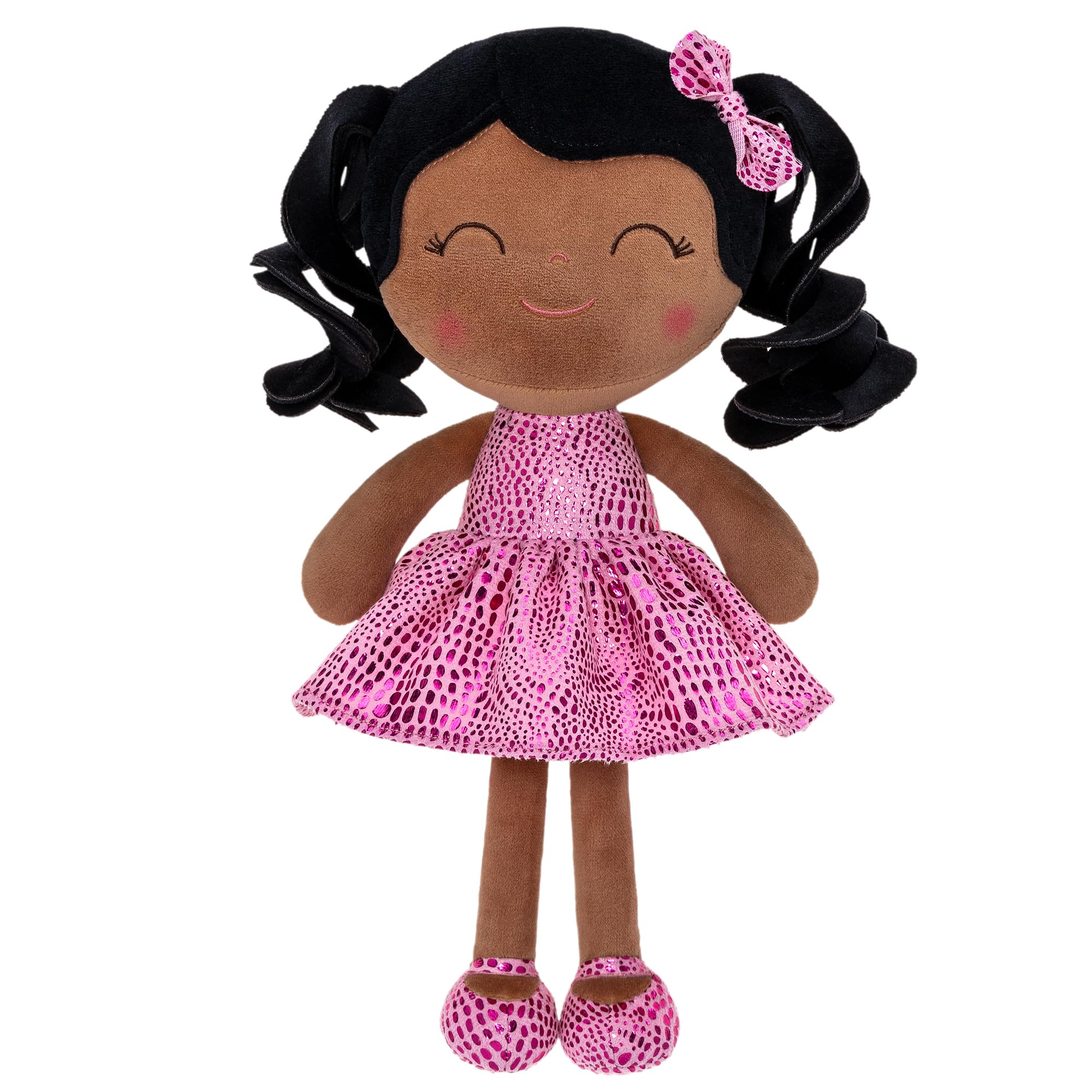 Snapklik.com : Soft Dolls Plush Figure Brown Skin Glitter Rose Red ...