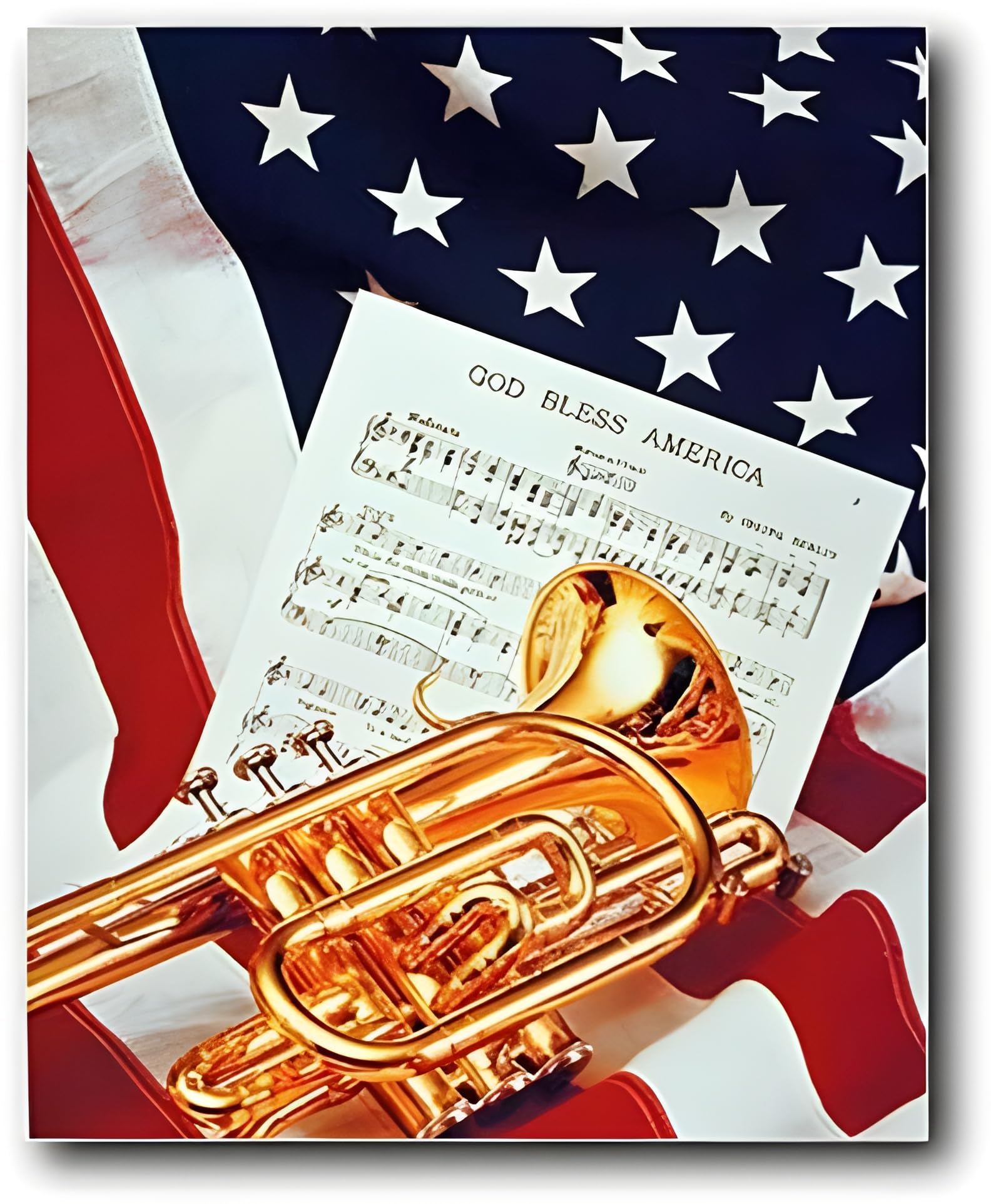 Amazon.com: Musical Patriotic American Trumpet Instrument & Music Sheet ...