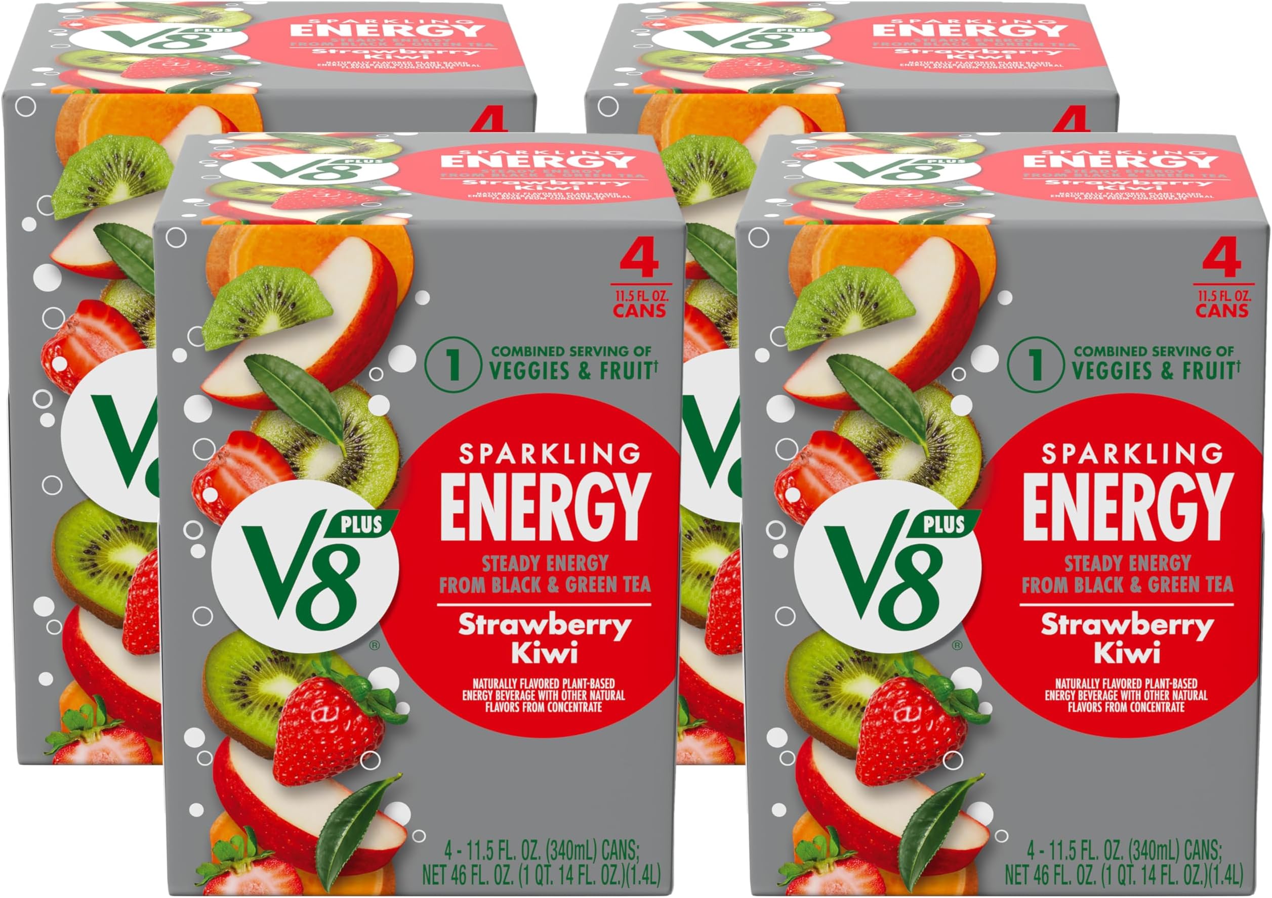Amazon.com : V8 SPARKLING +ENERGY Strawberry Kiwi Energy Drink, 11.5 fl ...