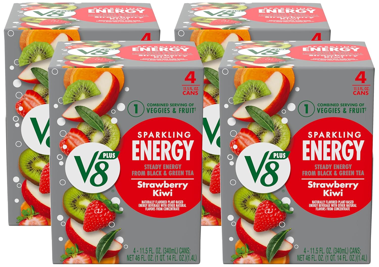 Amazon.com : V8 SPARKLING +ENERGY Strawberry Kiwi Energy Drink, 11.5 fl ...