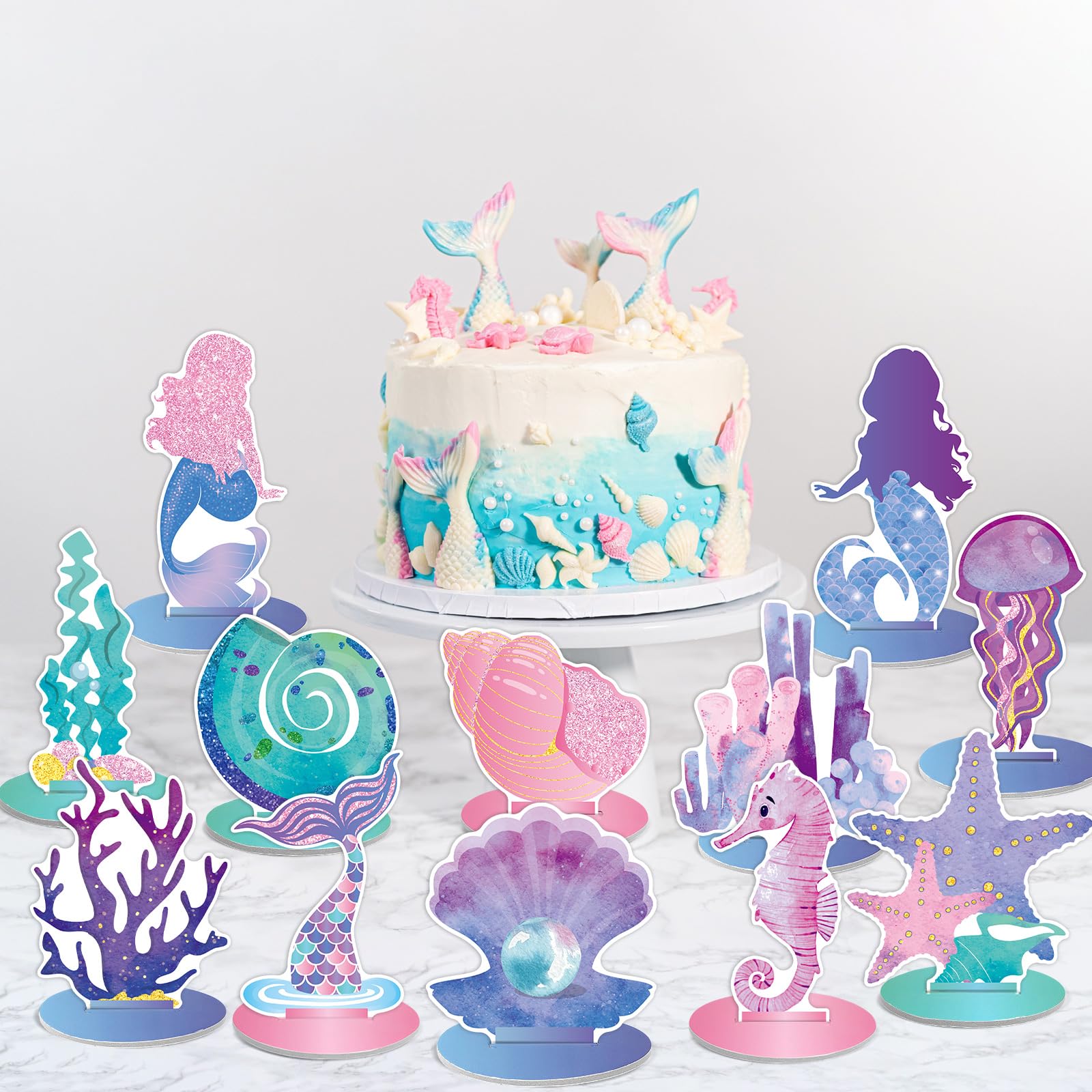 Snapklik.com : 24 Pcs Mermaid Birthday Decorations Little Mermaid Table ...