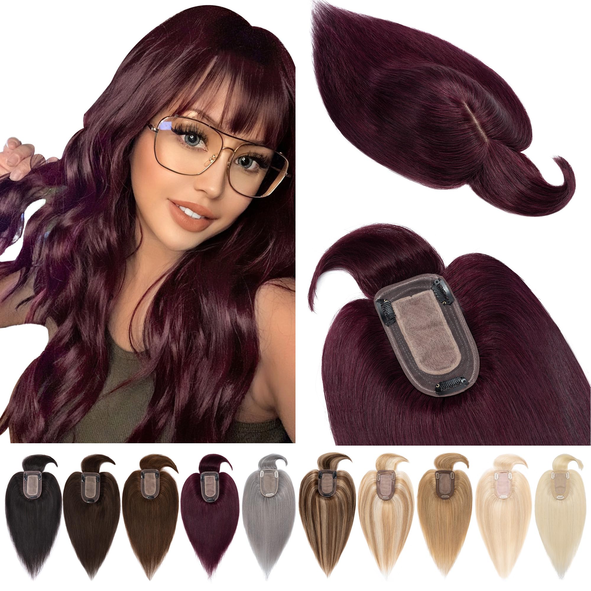 Amazon.com : SEGOHAIR Hair Toppers for Women Real Human Hair With Bangs ...