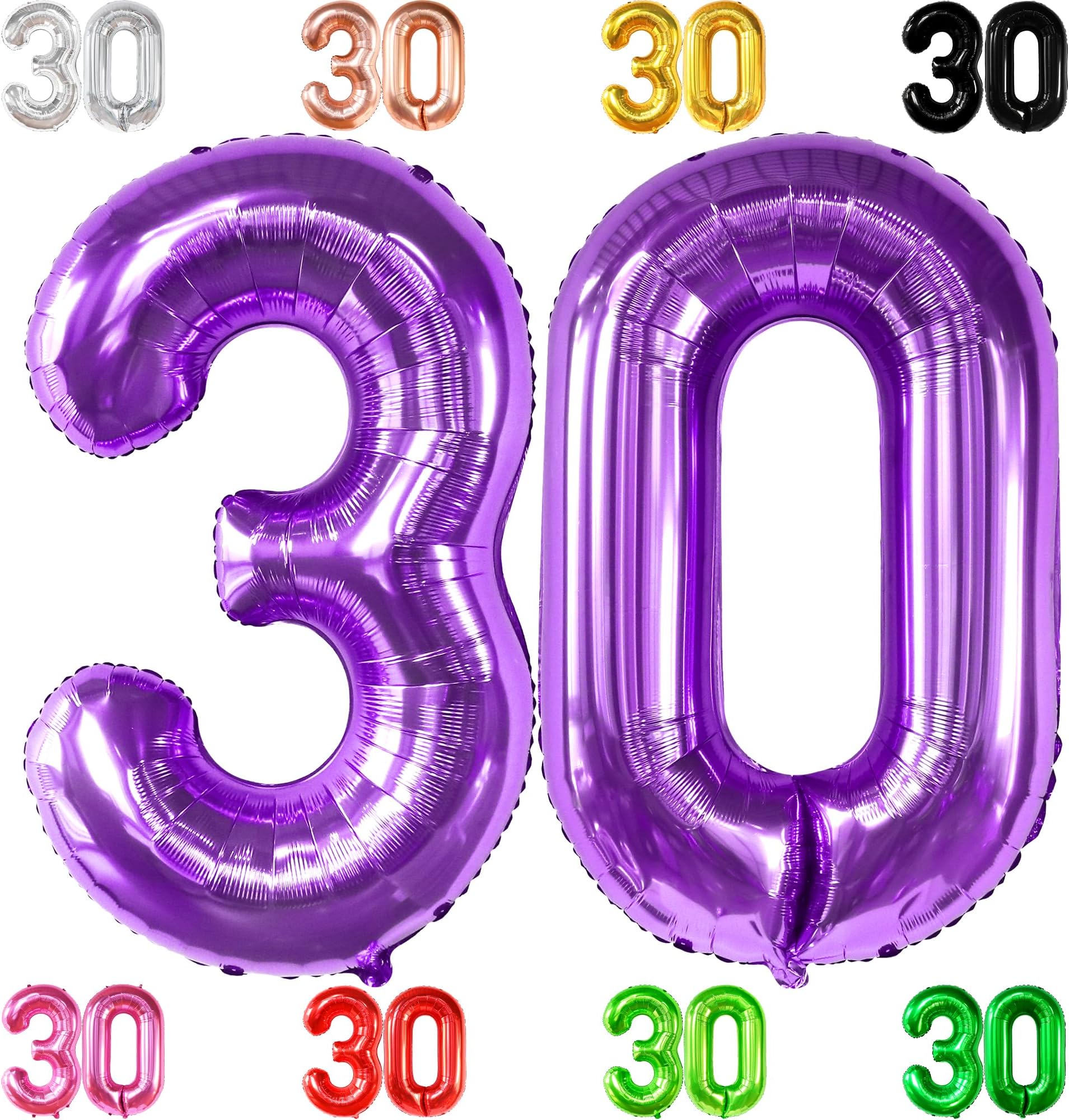 Amazon.com: Purple 30 Number Balloon 32 inch Jumbo Foil Balloons with ...