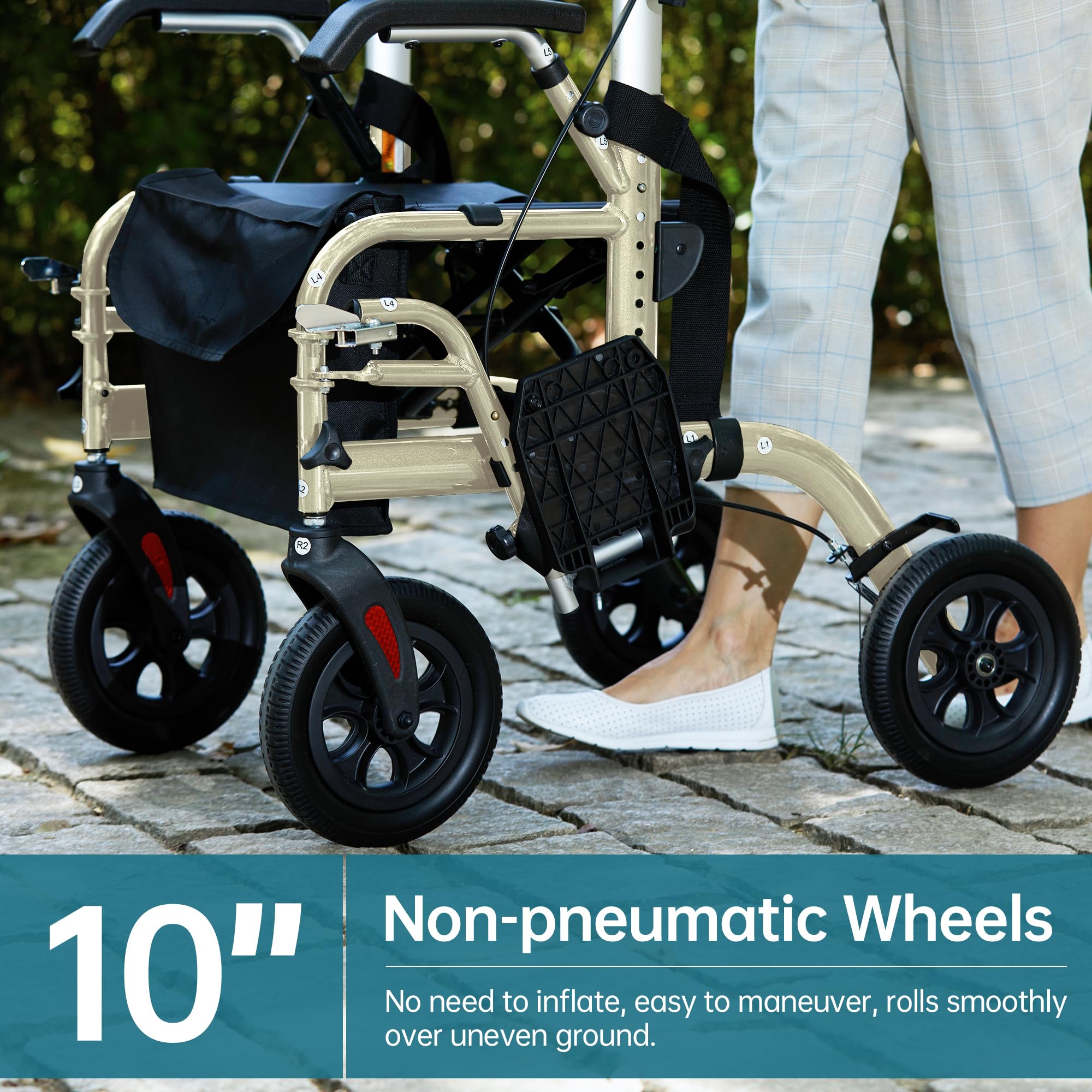 Snapklik.com : ELENKER All-Terrain 2 In 1 Rollator Walker & Transport ...