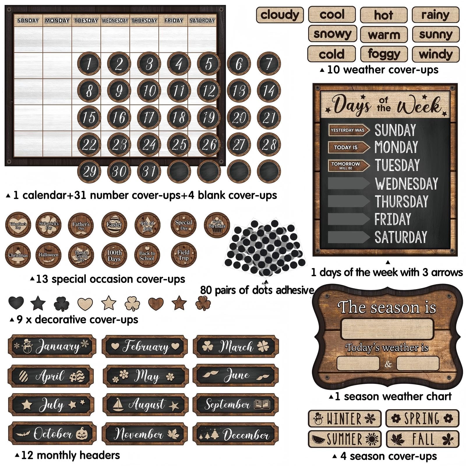 Snapklik.com : Tenare 169 Pcs Classroom Calendar Bulletin Board Set ...