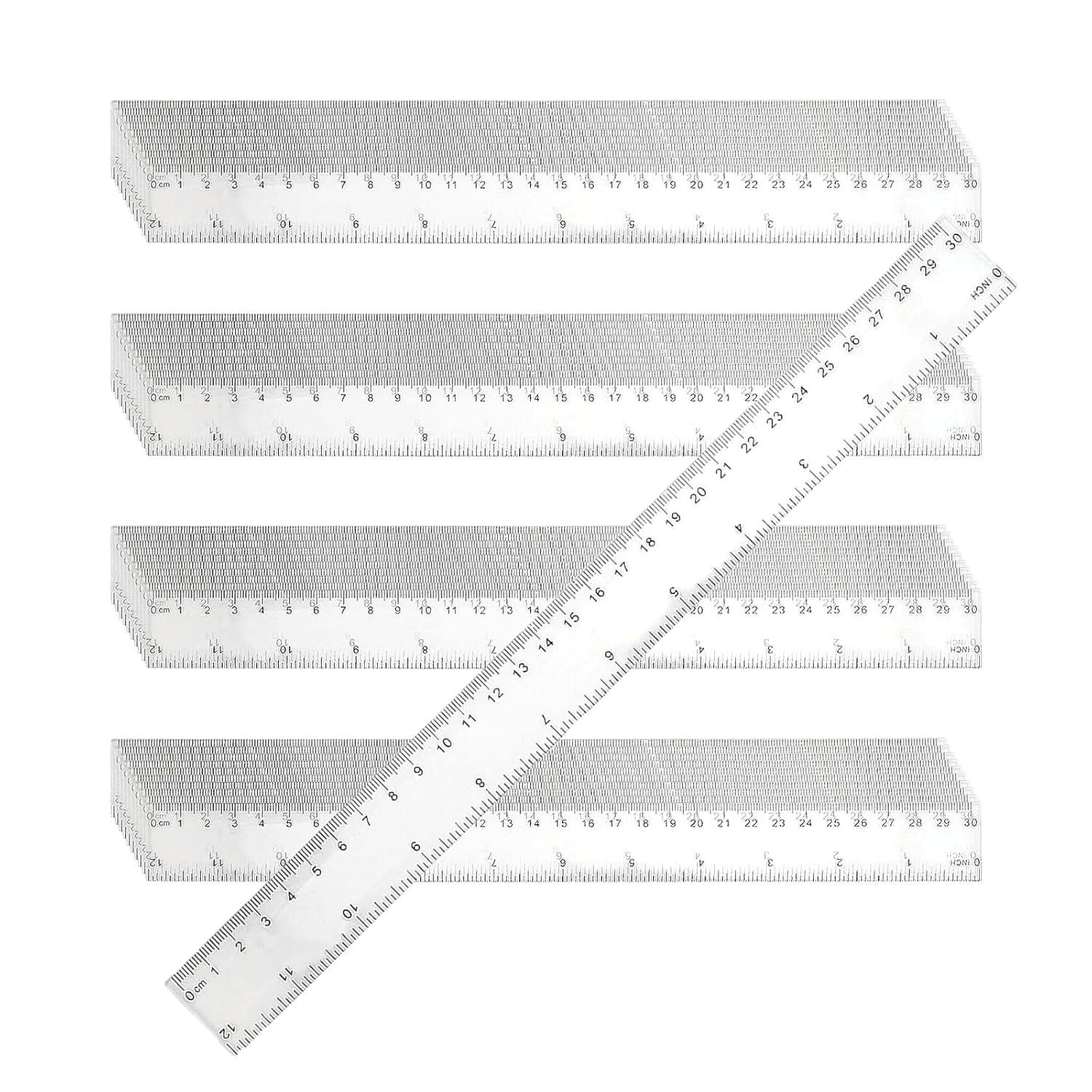 ZEONHEI 40 PCS 30cm Clear Ruler Multipack Plastic Measuring Rulers ...