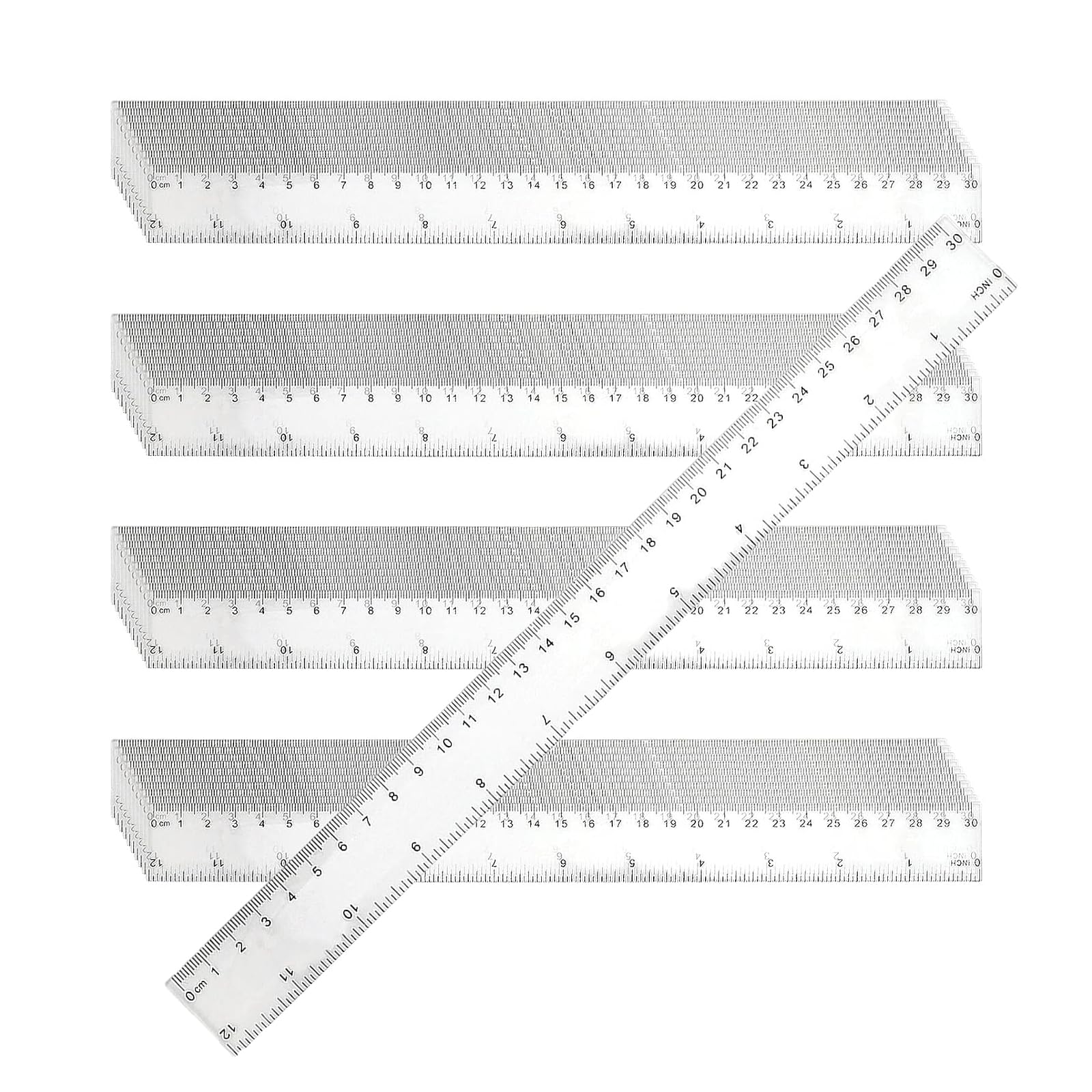 ZEONHEI 40 PCS 30cm Clear Ruler Multipack Plastic Measuring Rulers ...