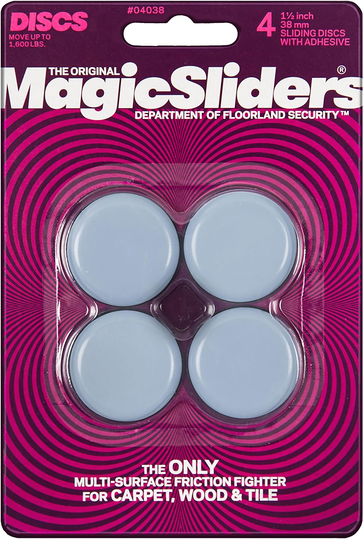 Magic Sliders 4038 Series 1-1/2" Sliding Disc, Gray, Pack of 4,Grey ...