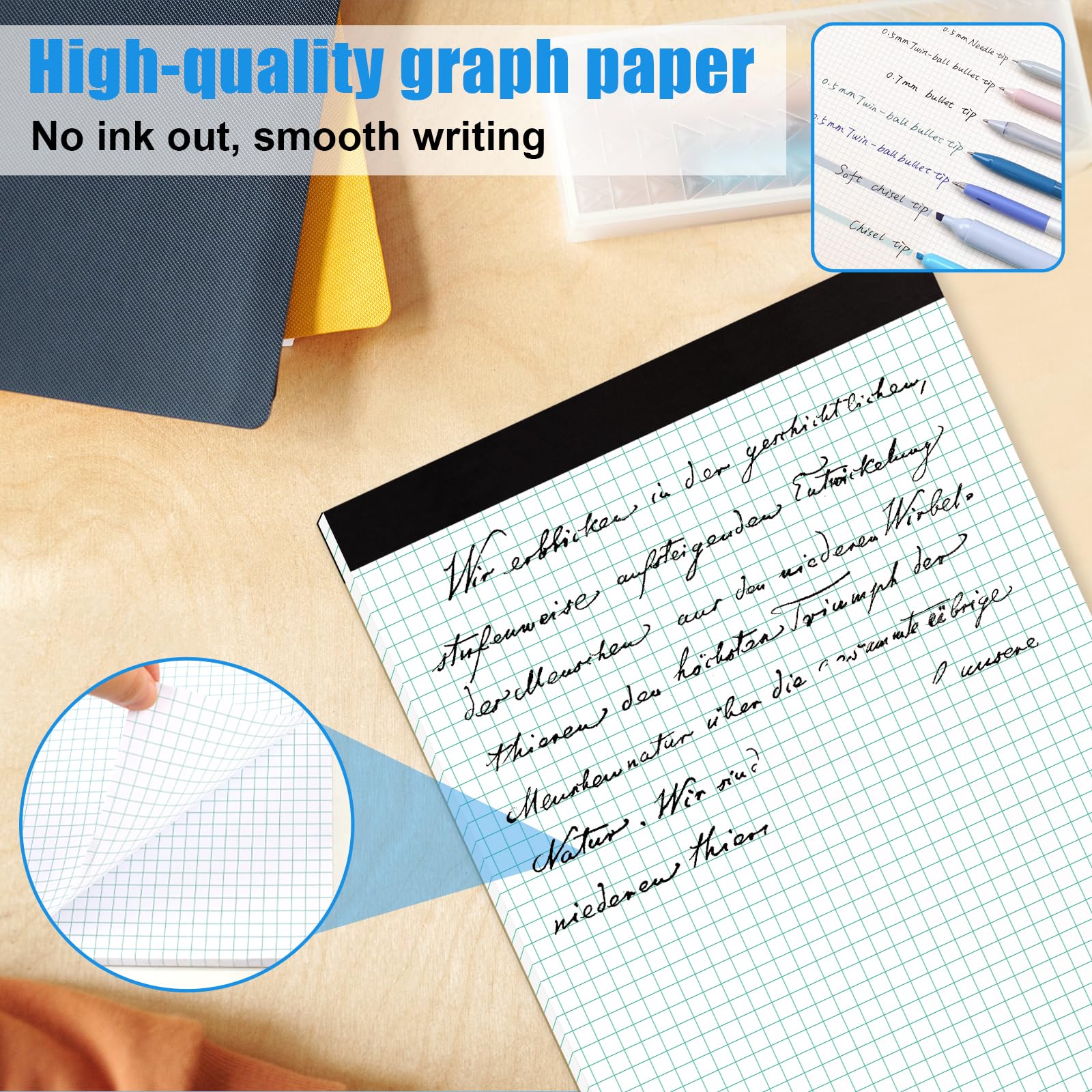 1/2 Inch Quad Ruled Composition Notebooks For Kids 3-Pack Graph Paper ...