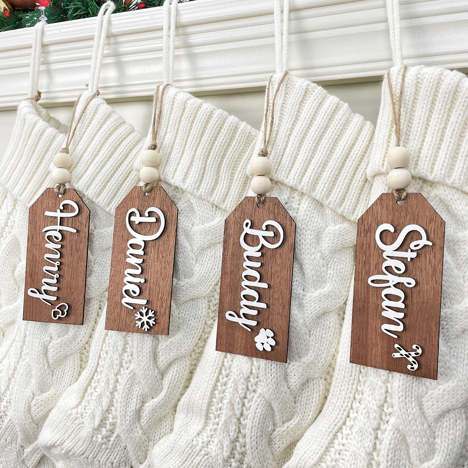 Personalized Wooden Name Tag Custom Christmas Stocking Name Tags with ...