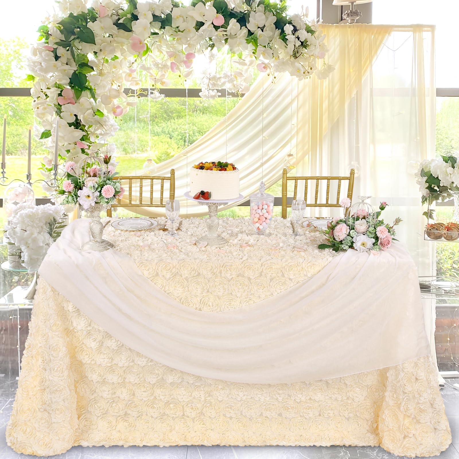Rosette Wedding Cake Table Tablecloth