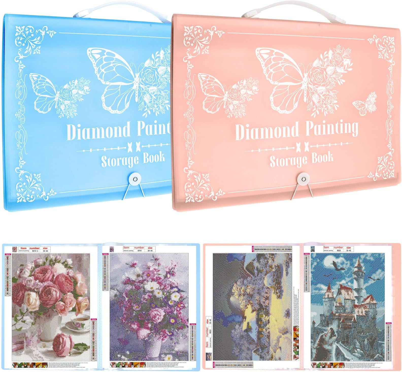 Amazon.com: ZYNERY 2 Pack A3 Diamond Painting Storage Book Handheld, 60 ...