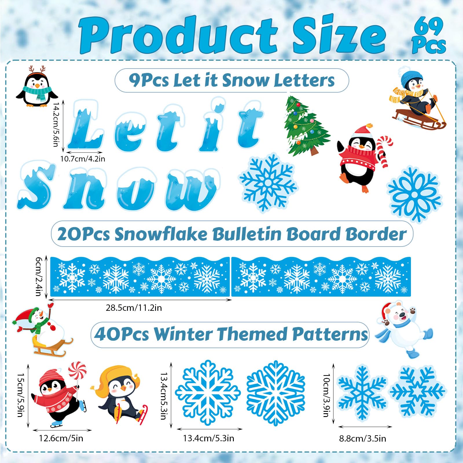 Snapklik.com : 69 Pcs Winter Bulletin Board Decorations Set - Let It ...