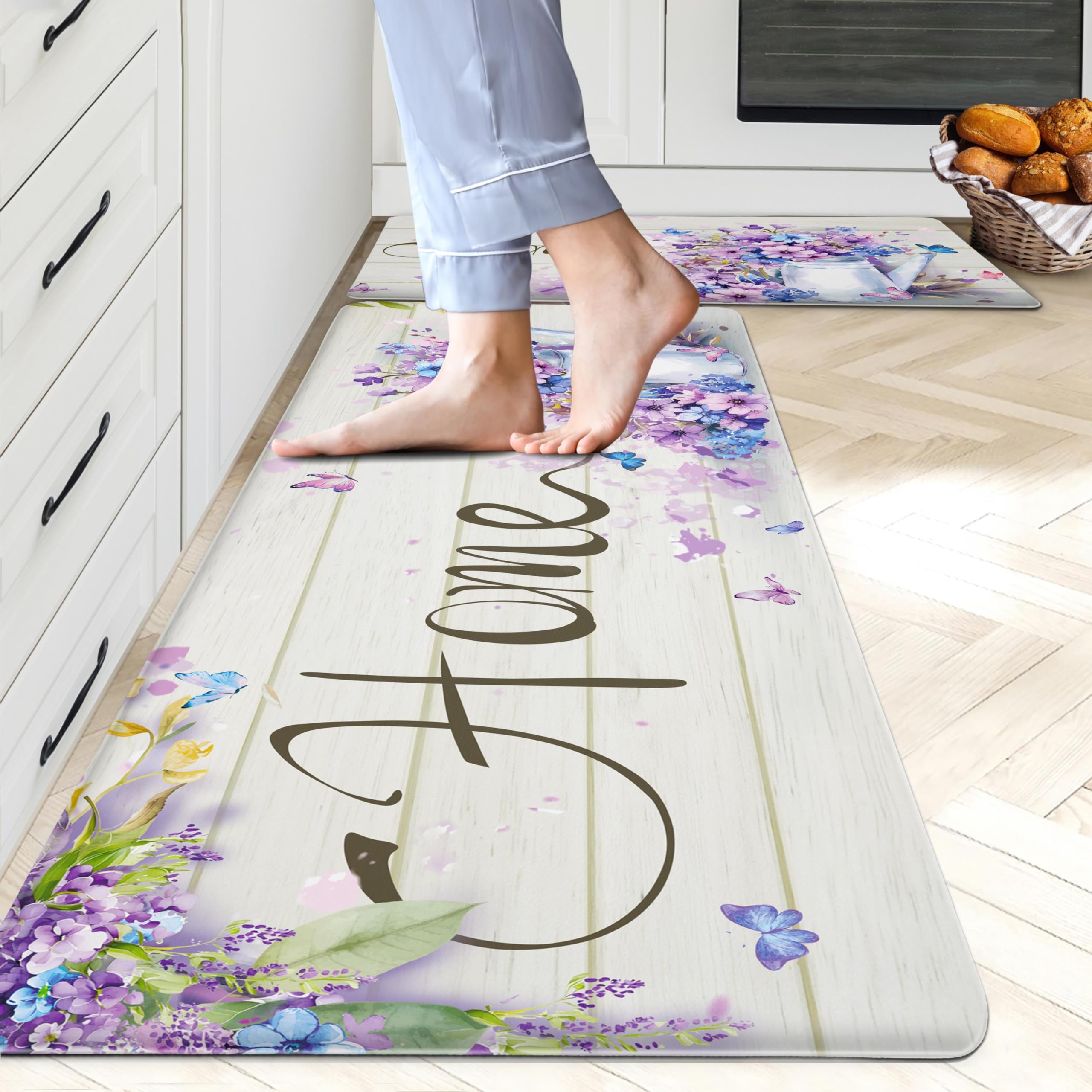 Amazon.com: Qahing Farmhouse Kitchen Mats for Floor Set of 2 Cushioned ...