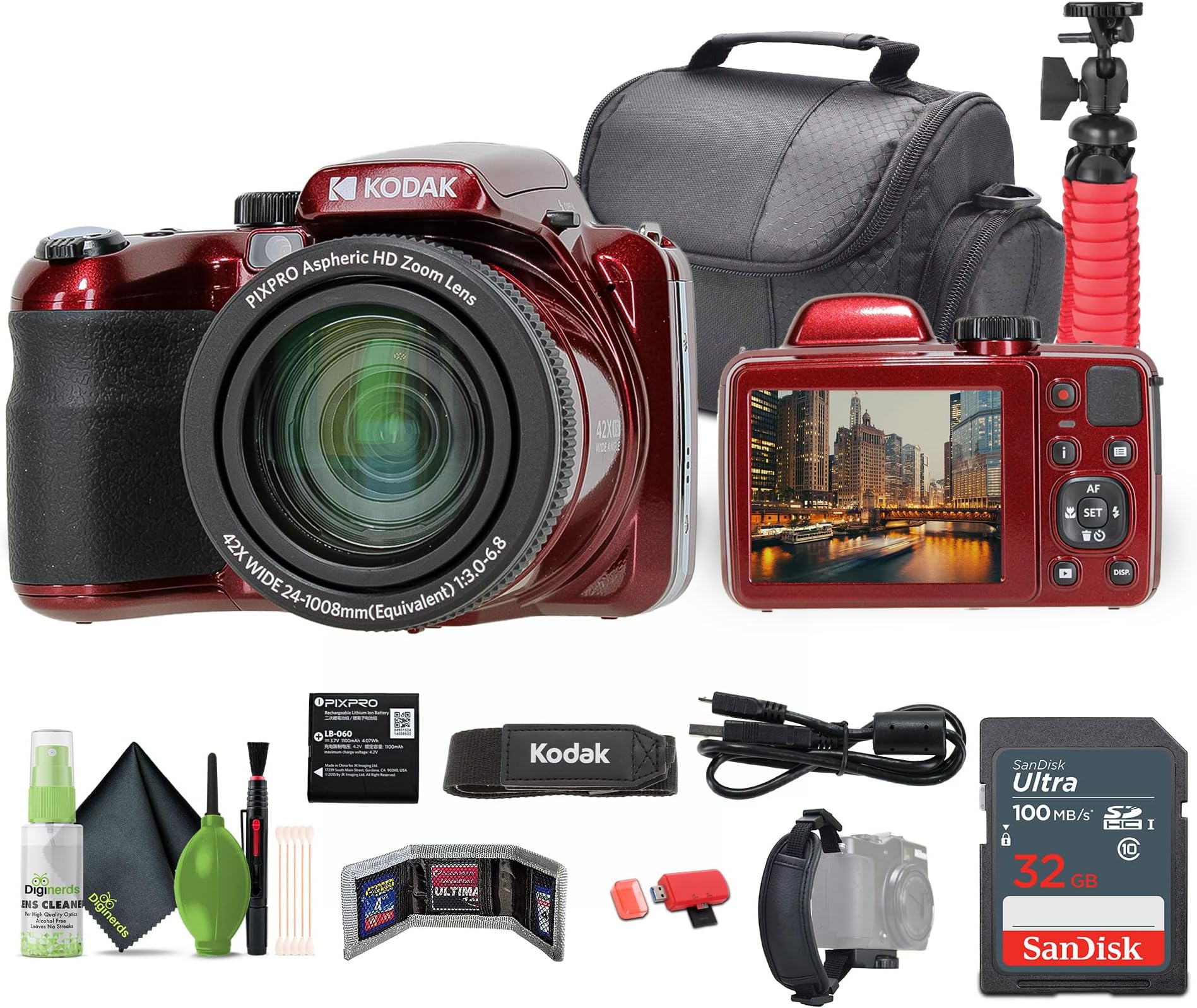 Amazon.com : Kodak PIXPRO AZ425 20MP Vlogging Digital Camera (Red) 42X ...