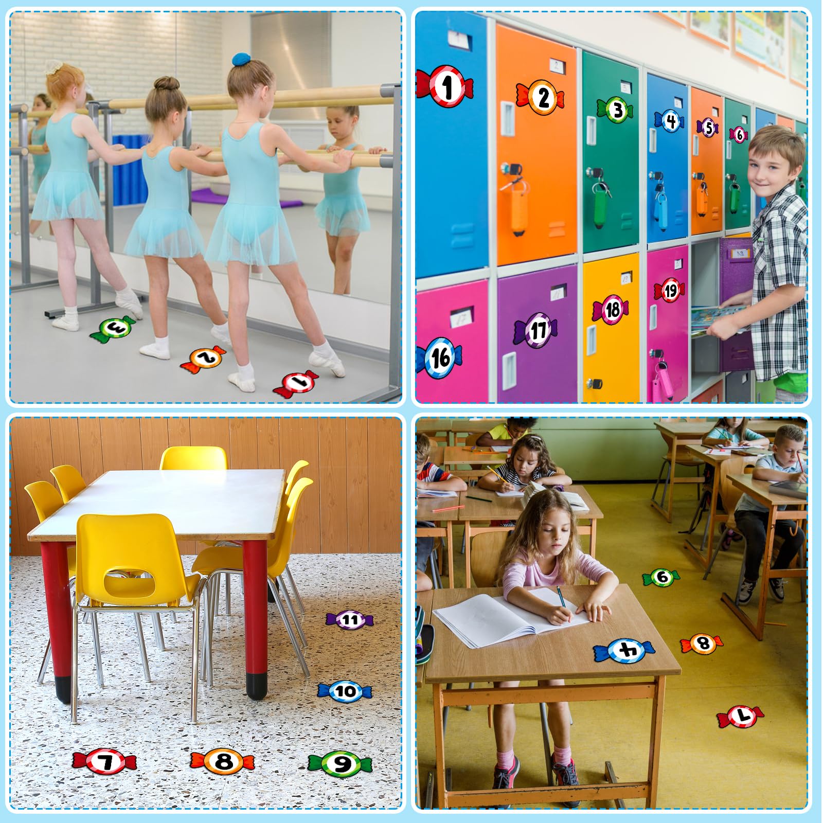 Line Up Spots 36-Piece Classroom Floor Spots - Number Stickers For Line ...