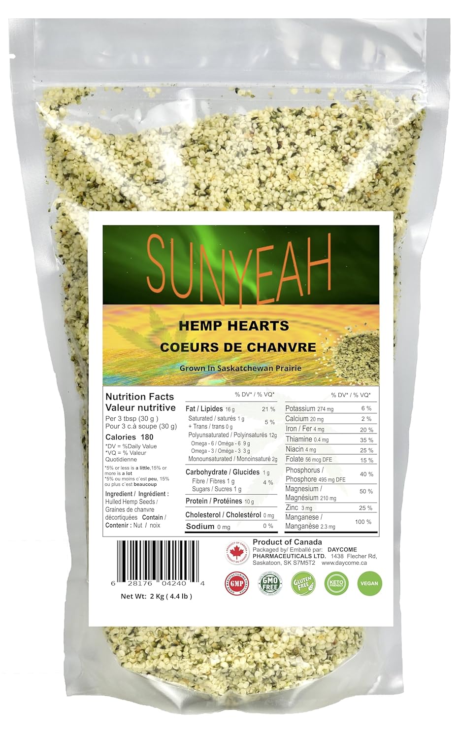 Amazon.com: SUNYEAH Canadian Hemp Hearts - 2kg of Pure Prairie Saskatchewan Harvest Shelled Hemp ...