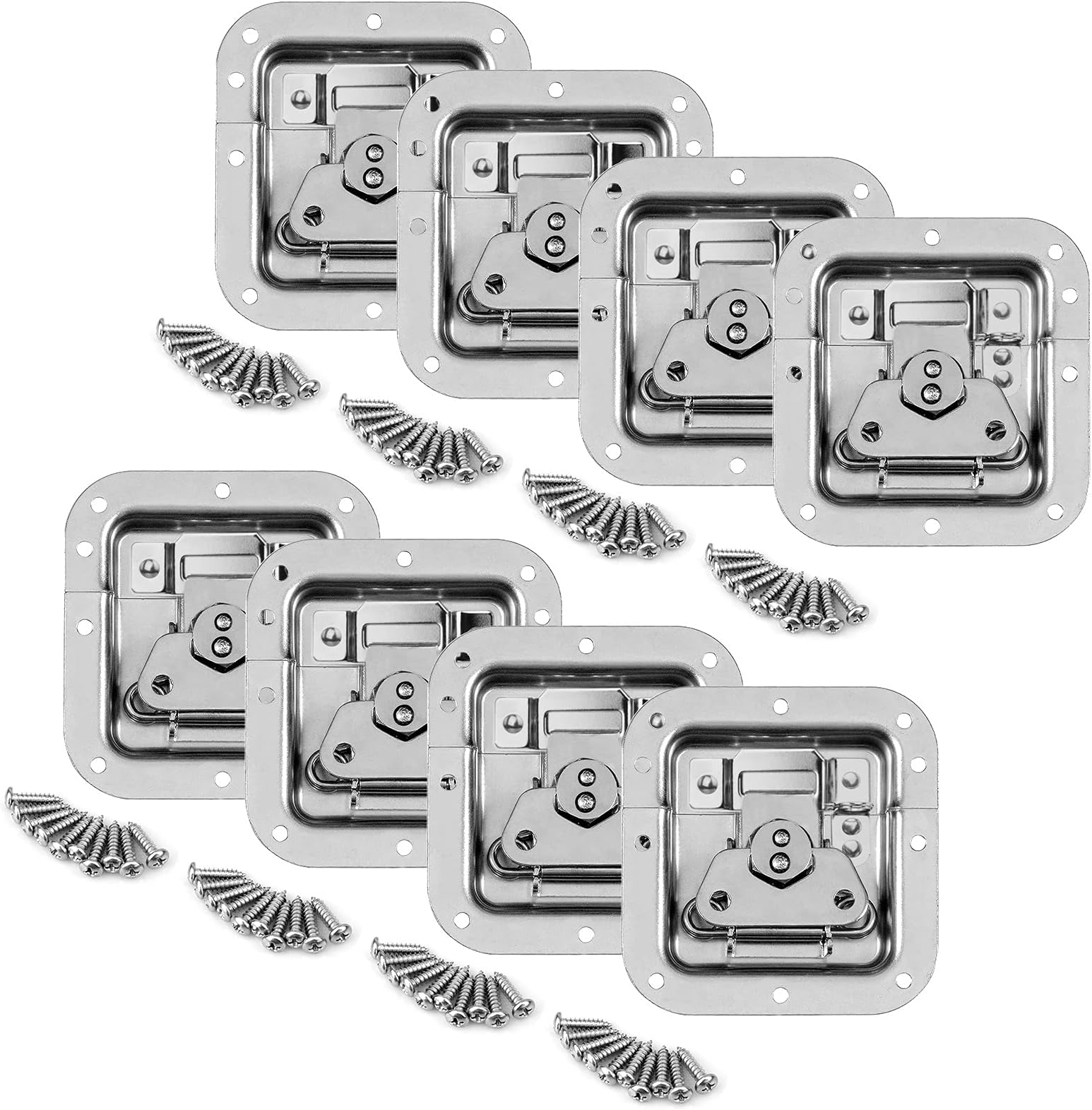 Semetall 4Pcs Spring Loaded Recessed Latch,Heavy Duty 10 Hole Medium ...