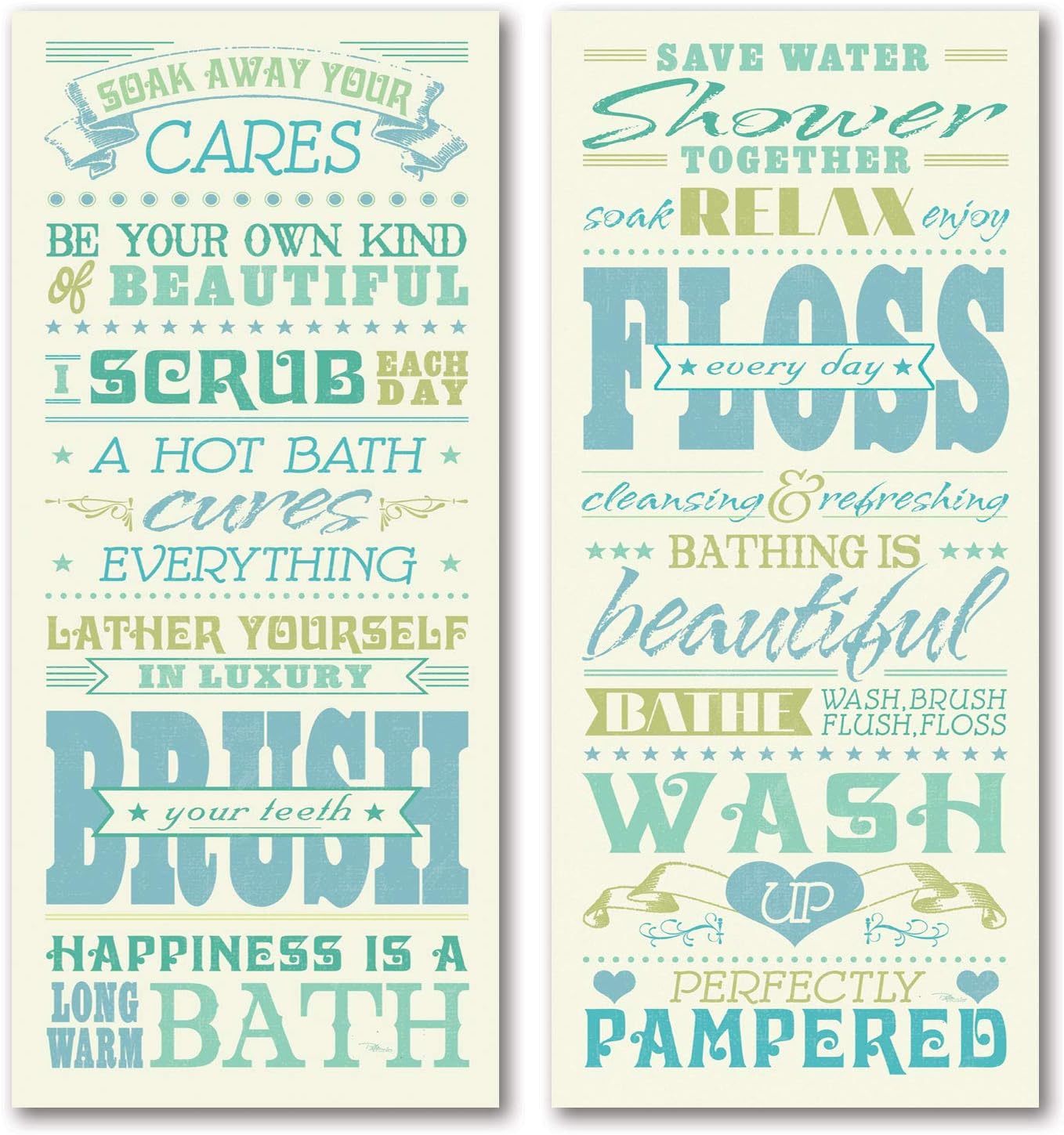 Amazon.com: Lovely Teal Typography Bath and Shower Rules Set by Pel ...