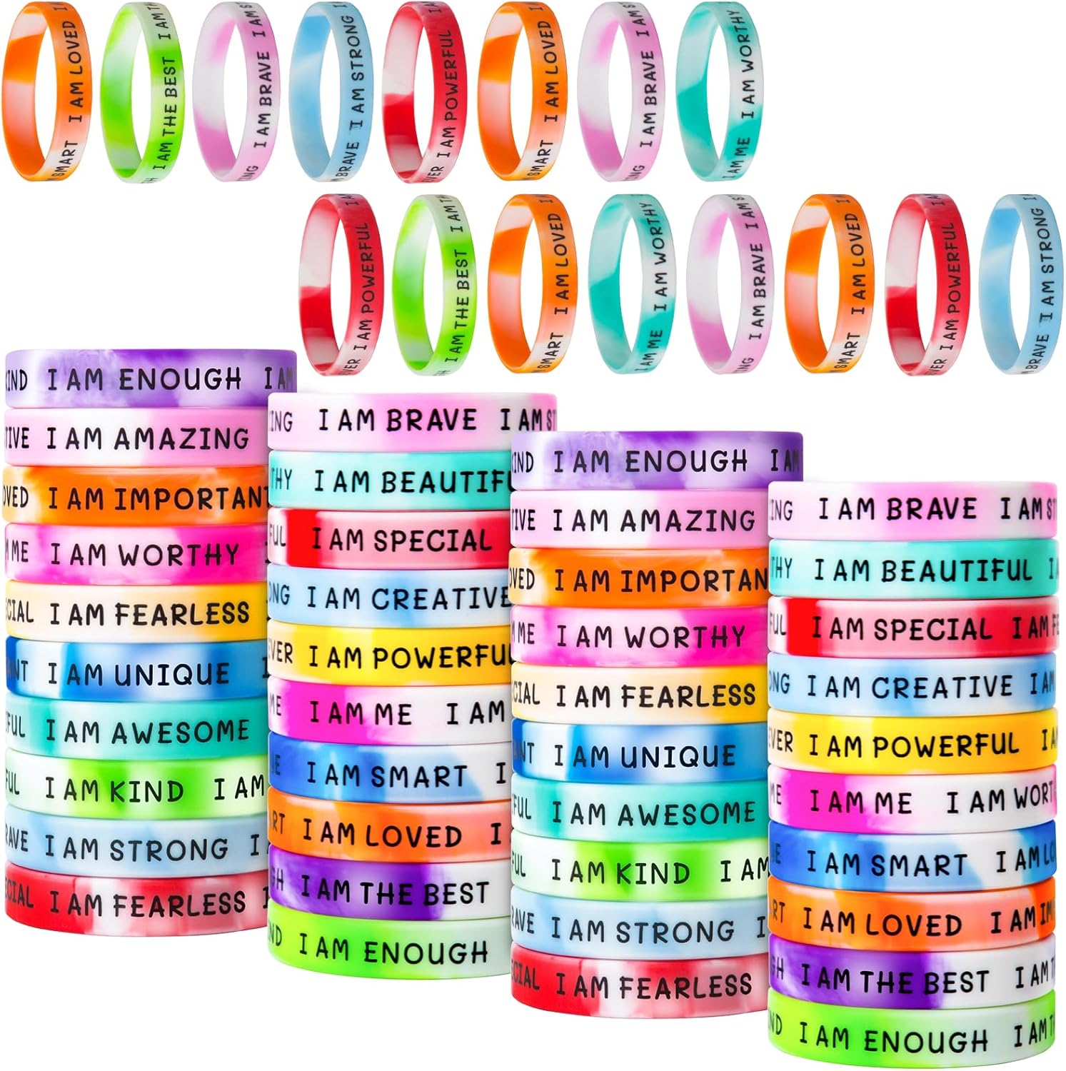 Amazon.com : CYCLUSIVE 60 Pieces Students Inspirational Wristbands ...