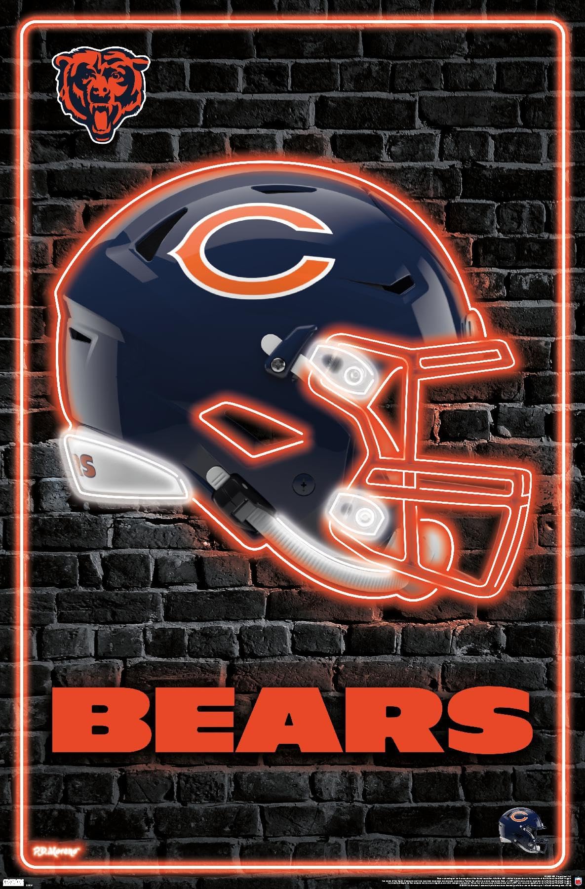 Amazon.com: Trends International NFL Chicago Bears - Neon Helmet 23 ...