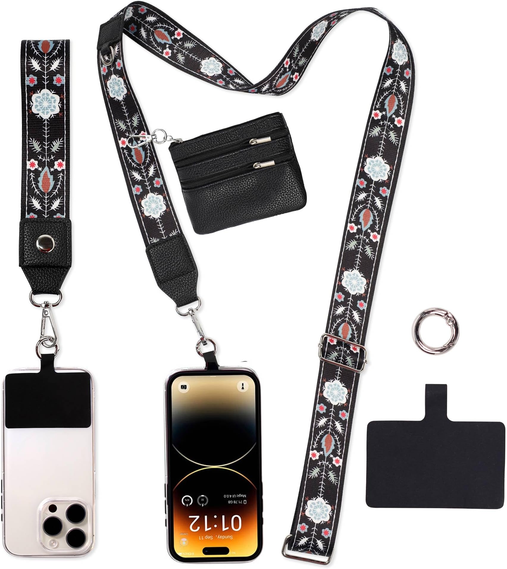 Amazon.com: Yonlevres Phone Lanyard Crossbody Phone Strap, Black Grey ...