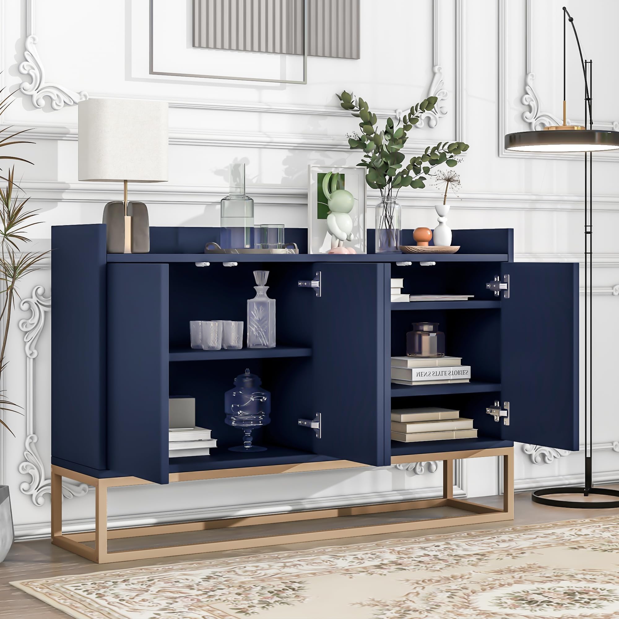 Amazon.com - LUMISOL Modern Sideboard Buffet Cabinet, Wooden Storage Cabinet with 4 Doors and ...