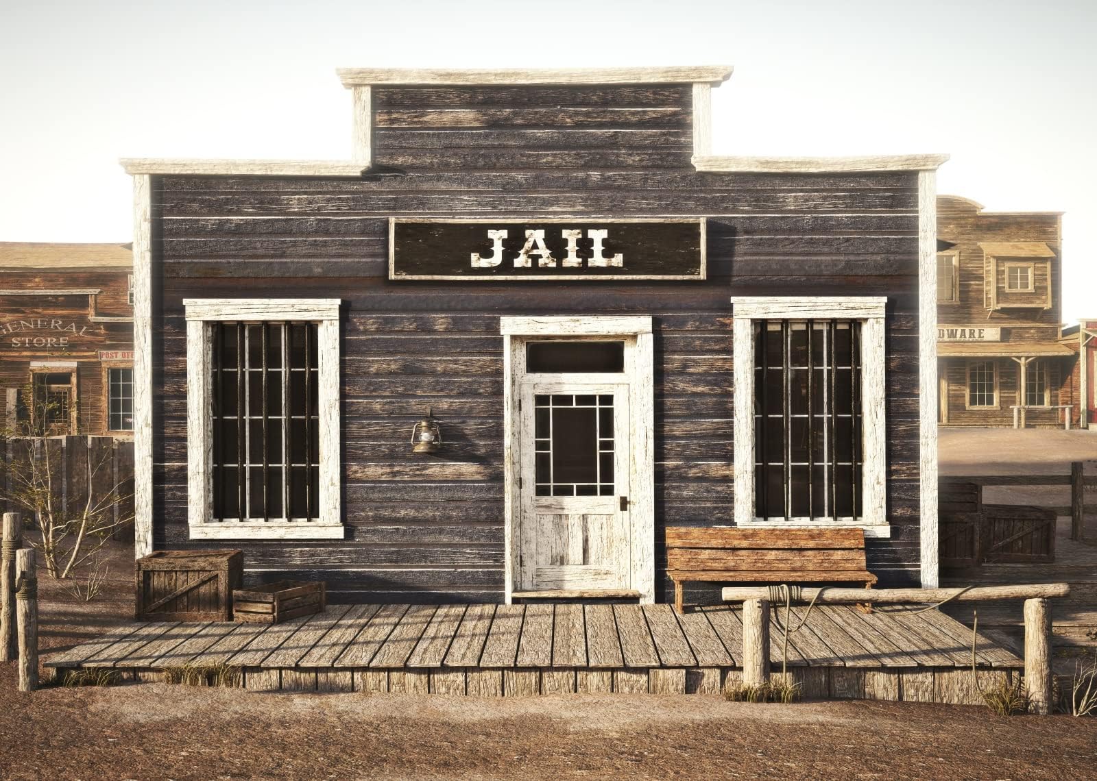 Amazon.com : BELECO Fabric 10x8ft Western Jail Backdrop Rustic Western ...