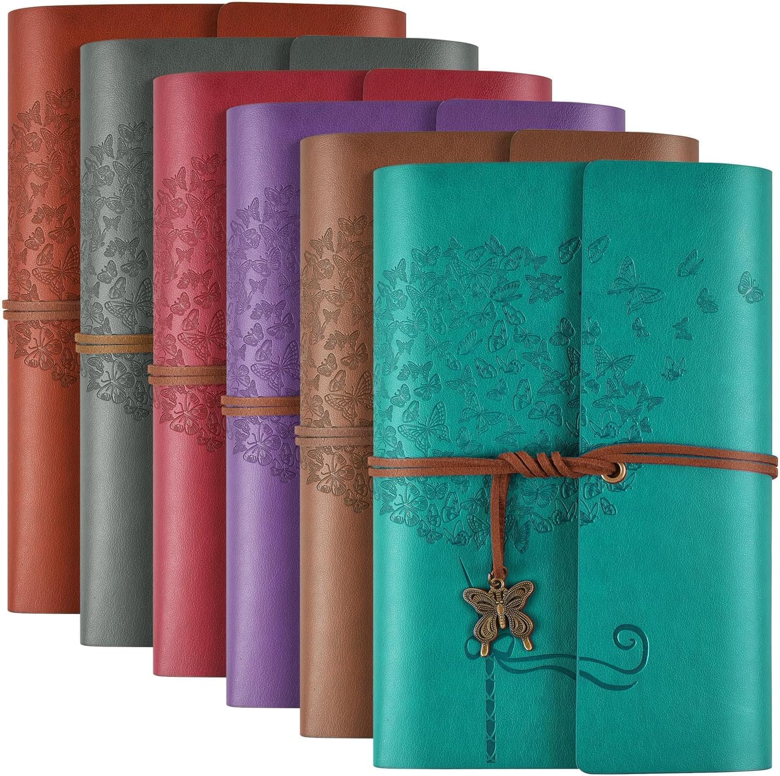 Amazon.com : 10 Pack PU Leather Journal Bulk Notebook Refillable Travel ...