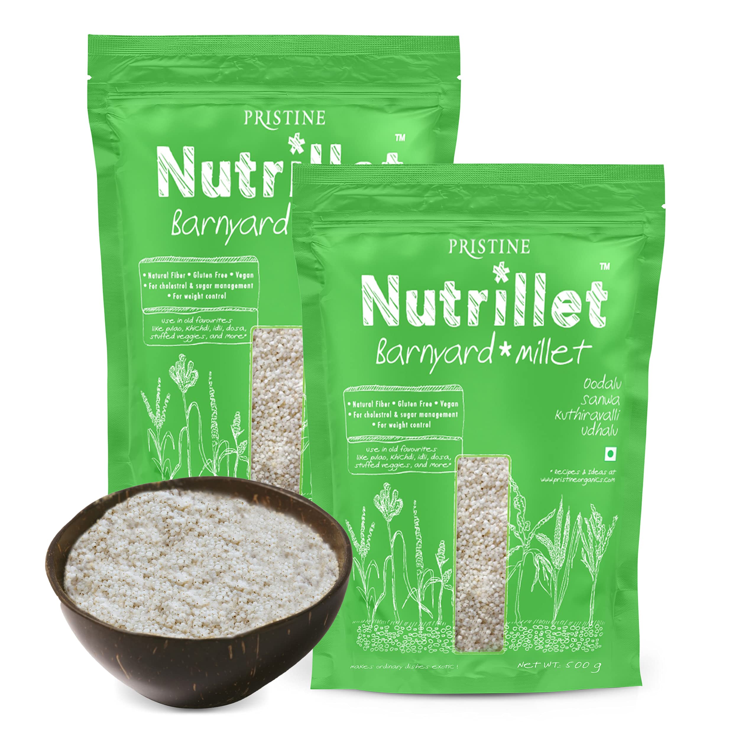 PRISTINE Nutrillet Healthy Barnyard Millet Pouch, 500g (Pack of 2 ...