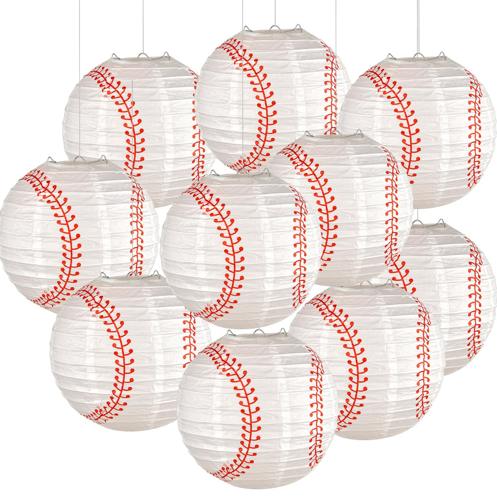 10 Pieces Baseball Paper Lanterns, Sports Party Decorations 8 inch ...