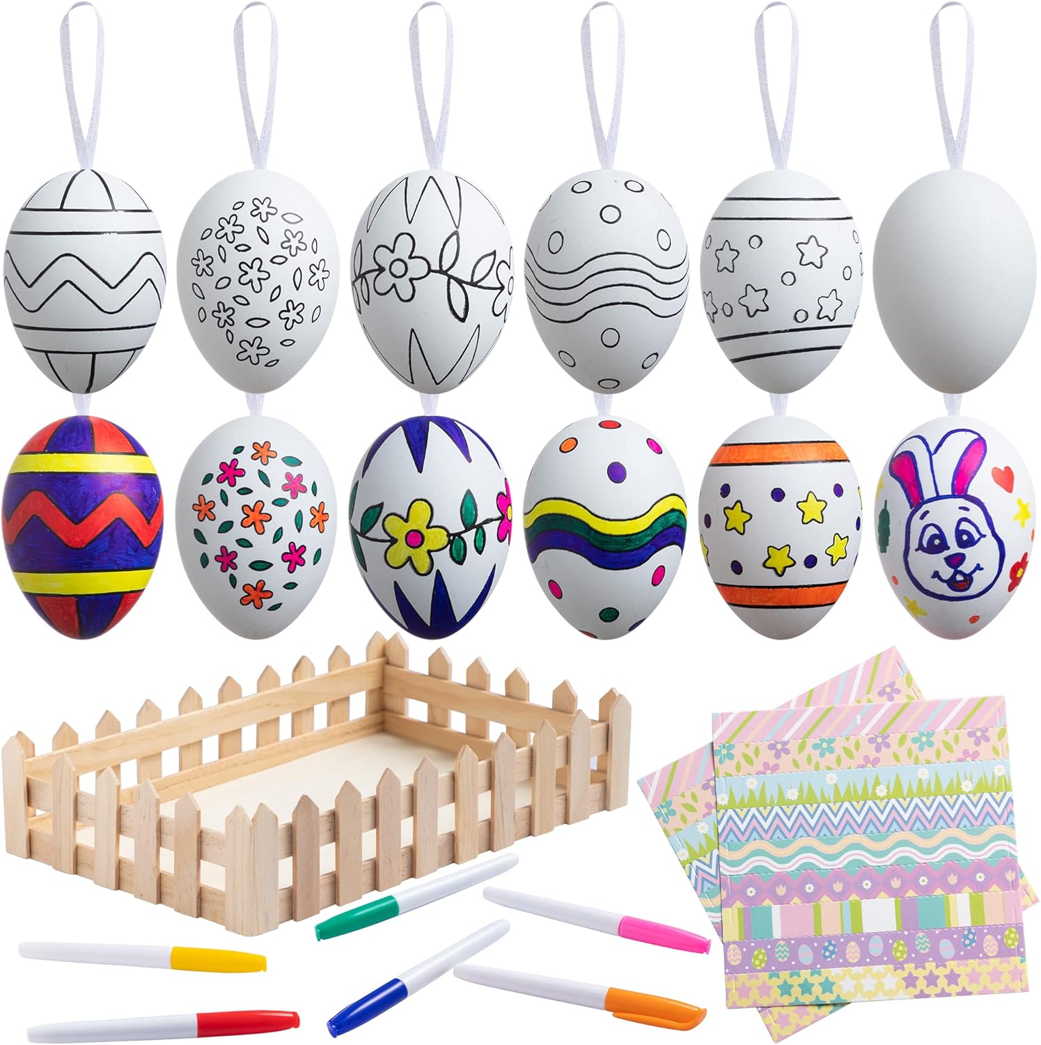 Amazon.com: JOYIN Easter Plastic Egg Ornaments Crafts Kit, 12 Hanging ...