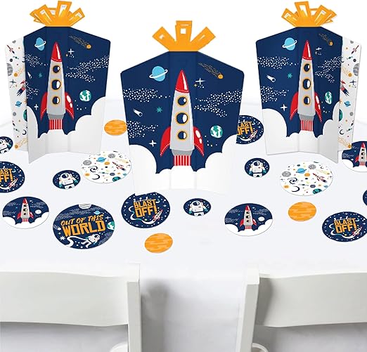 Amazon.com: Big Dot of Happiness Blast Off to Outer Space - Rocket Ship ...
