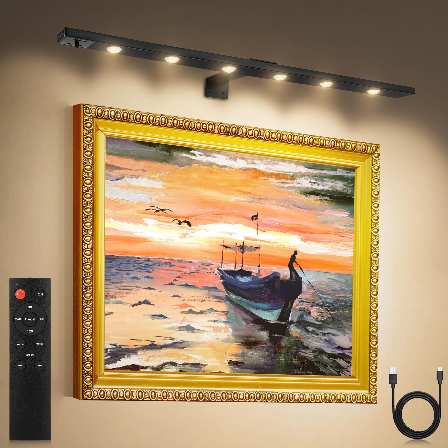 TINTINDOC Battery Picture Lights 2 Pack Painting Lights with Remote ...