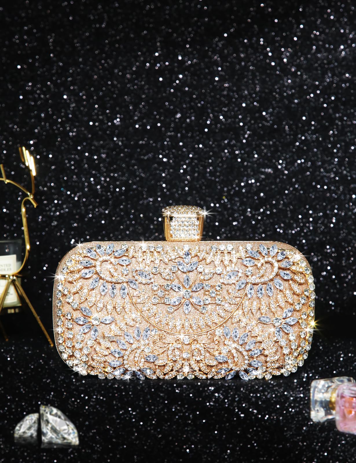 Covelin Women's Rhinestone Decorated Evening Bag, Tote Shoulder ...