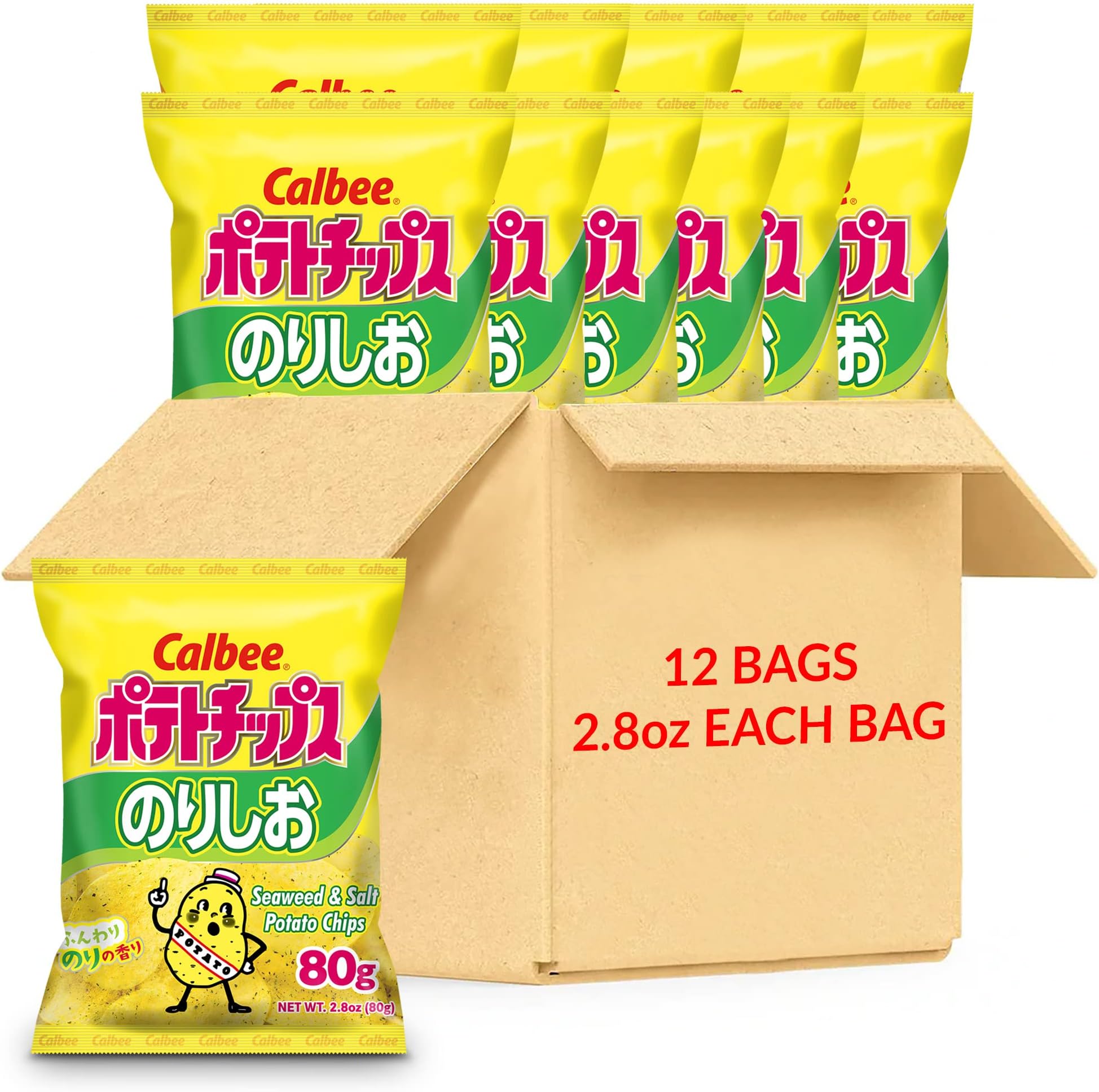 Amazon.com: Calbee Potato Chips (Seaweed & Salt, 2.8 oz) | Taste The ...