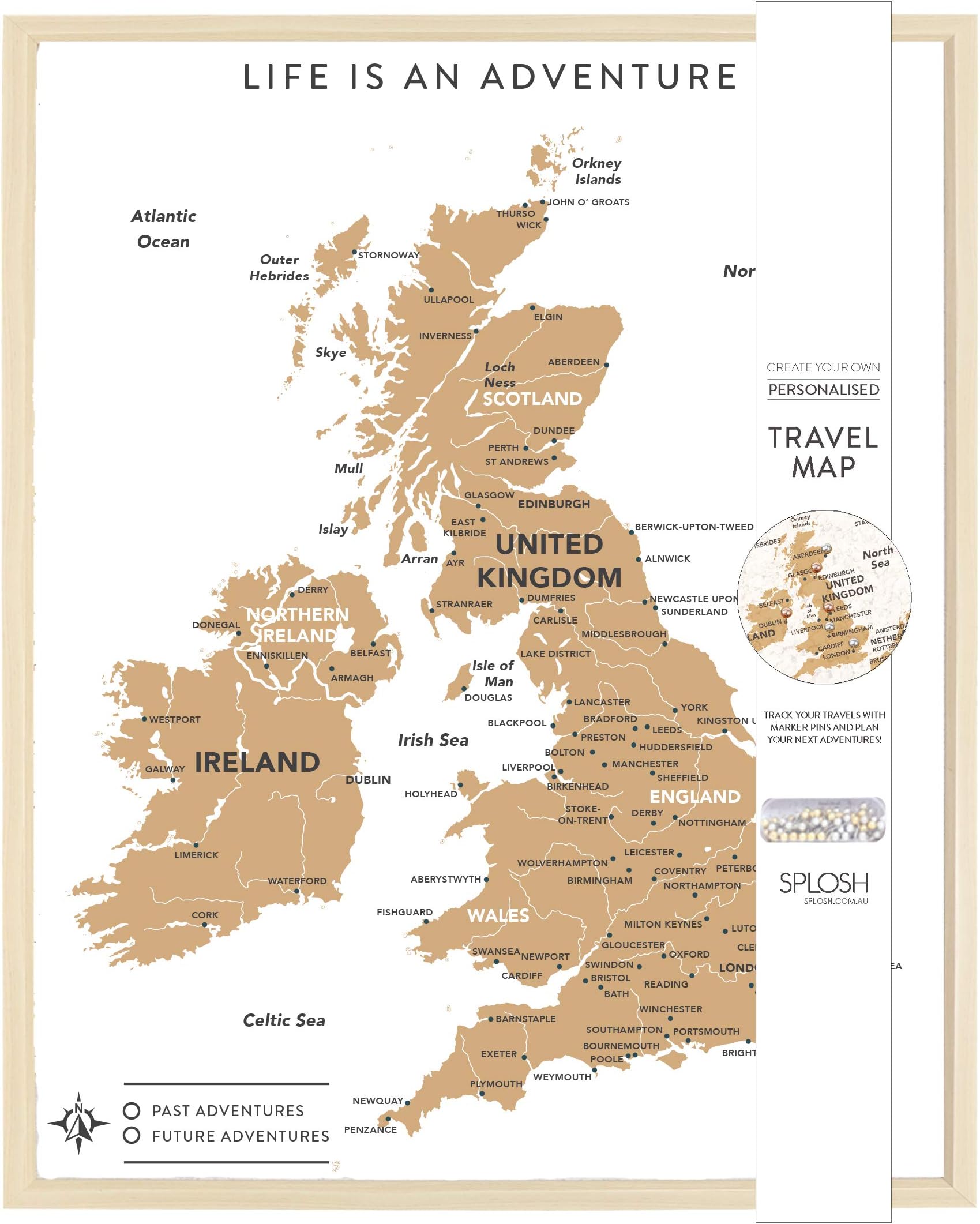 Luckies of London World Map Pin Board Cork Board Map World Map Wall Art ...