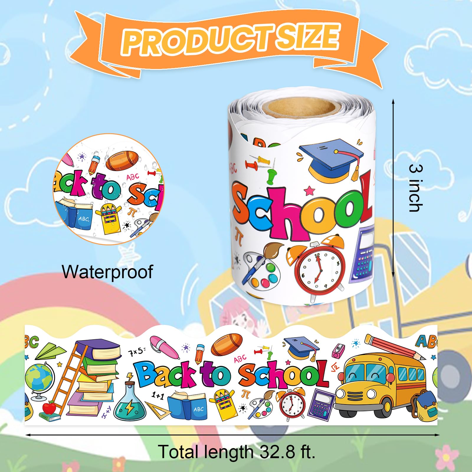 Snapklik.com : 32.8 Feet Back To School Bulletin Board Borders, First ...