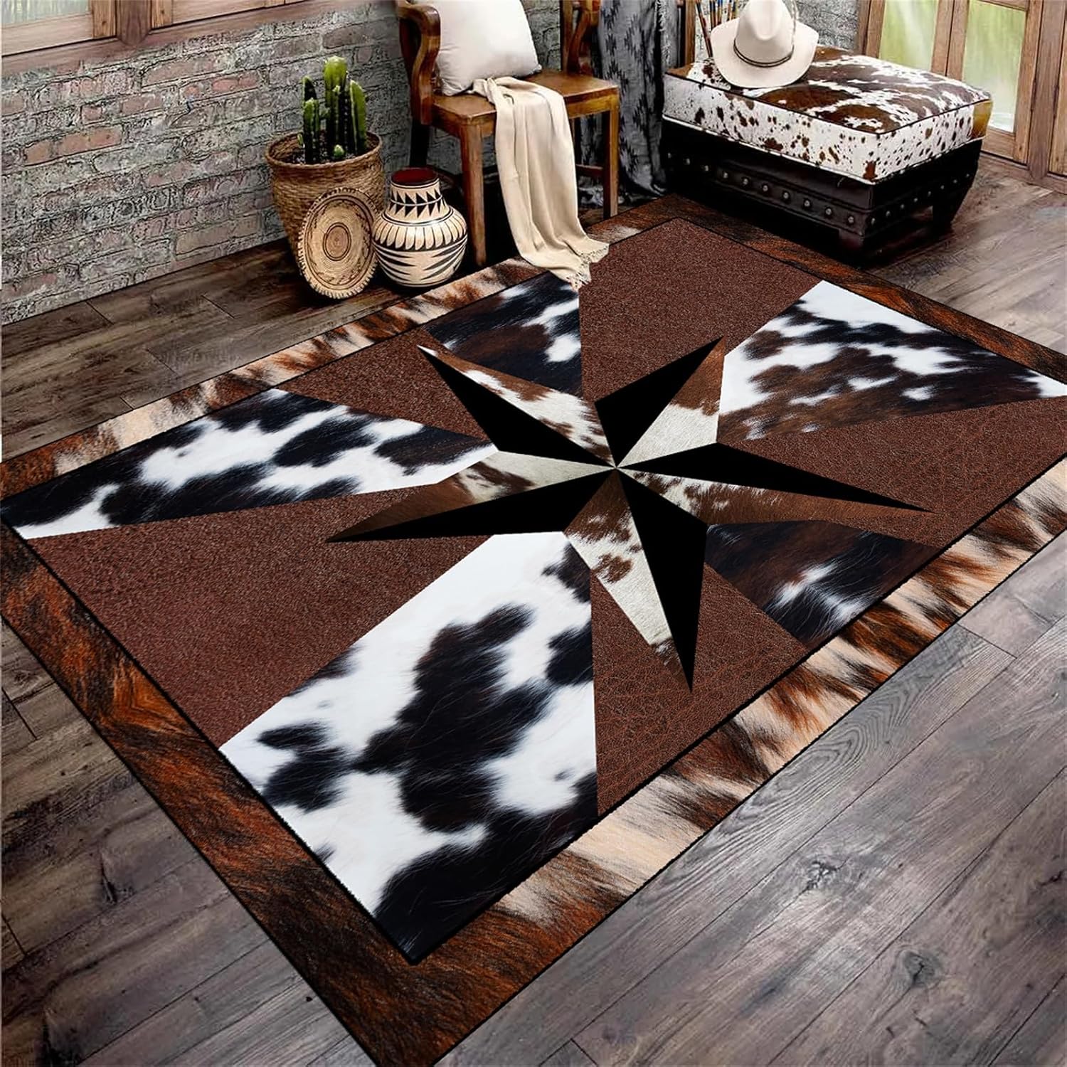 Amazon.com: Texas Star Area Rug,5x7ft,Vintage Star Rustic Farmhouse ...