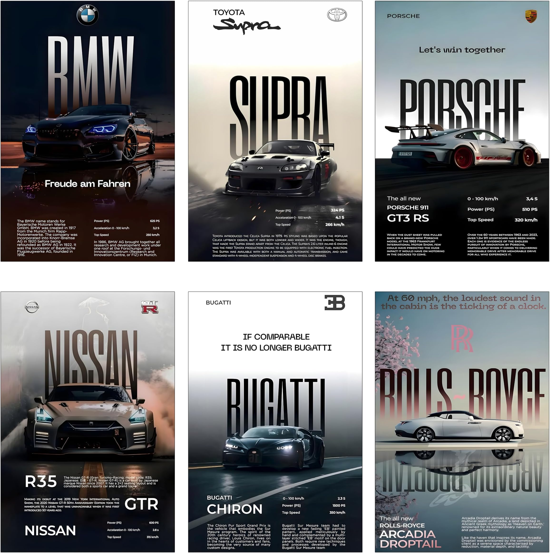 Fit-in Trends Car Poster For Wall Boys Room|Super Car Poster Stickers ...