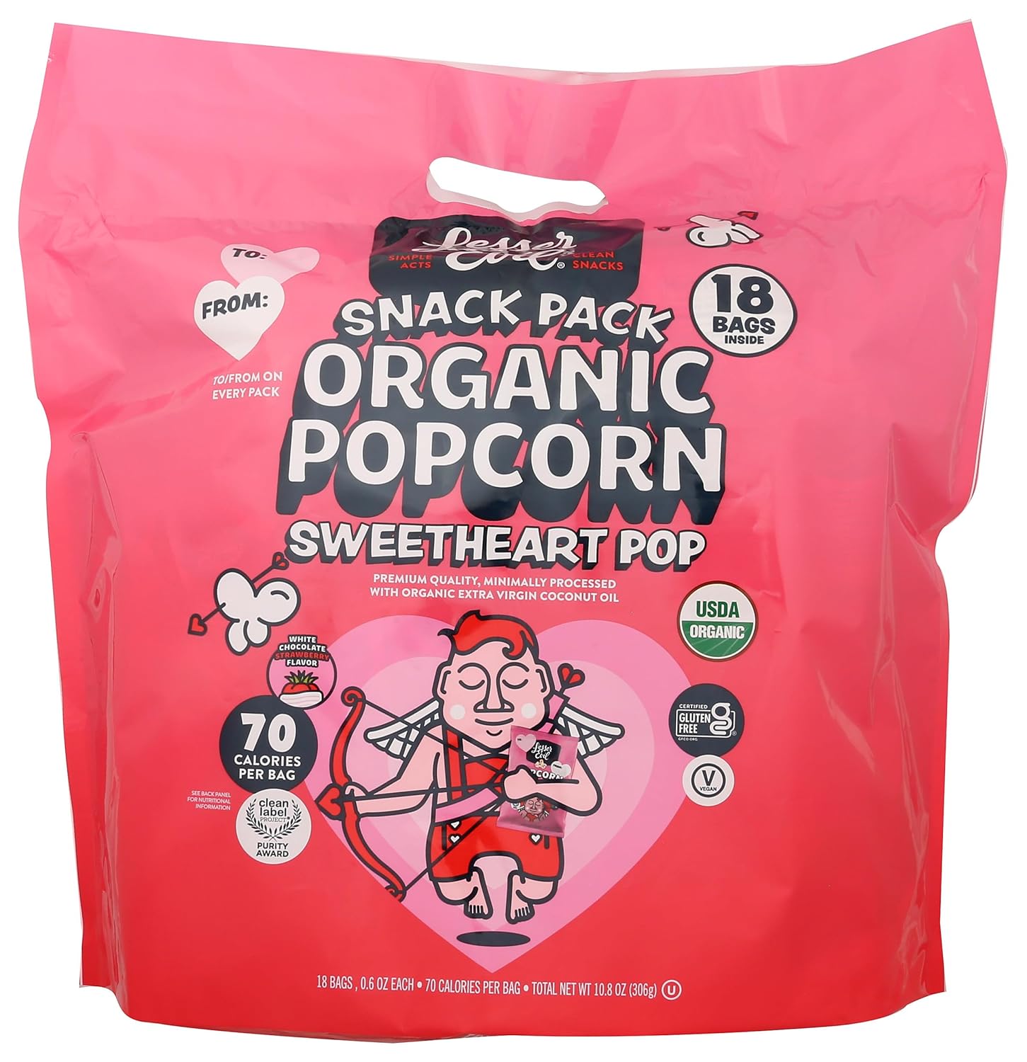 Amazon.com: LESSEREVIL Organic Sweetheart Popcorn, 2.3 OZ