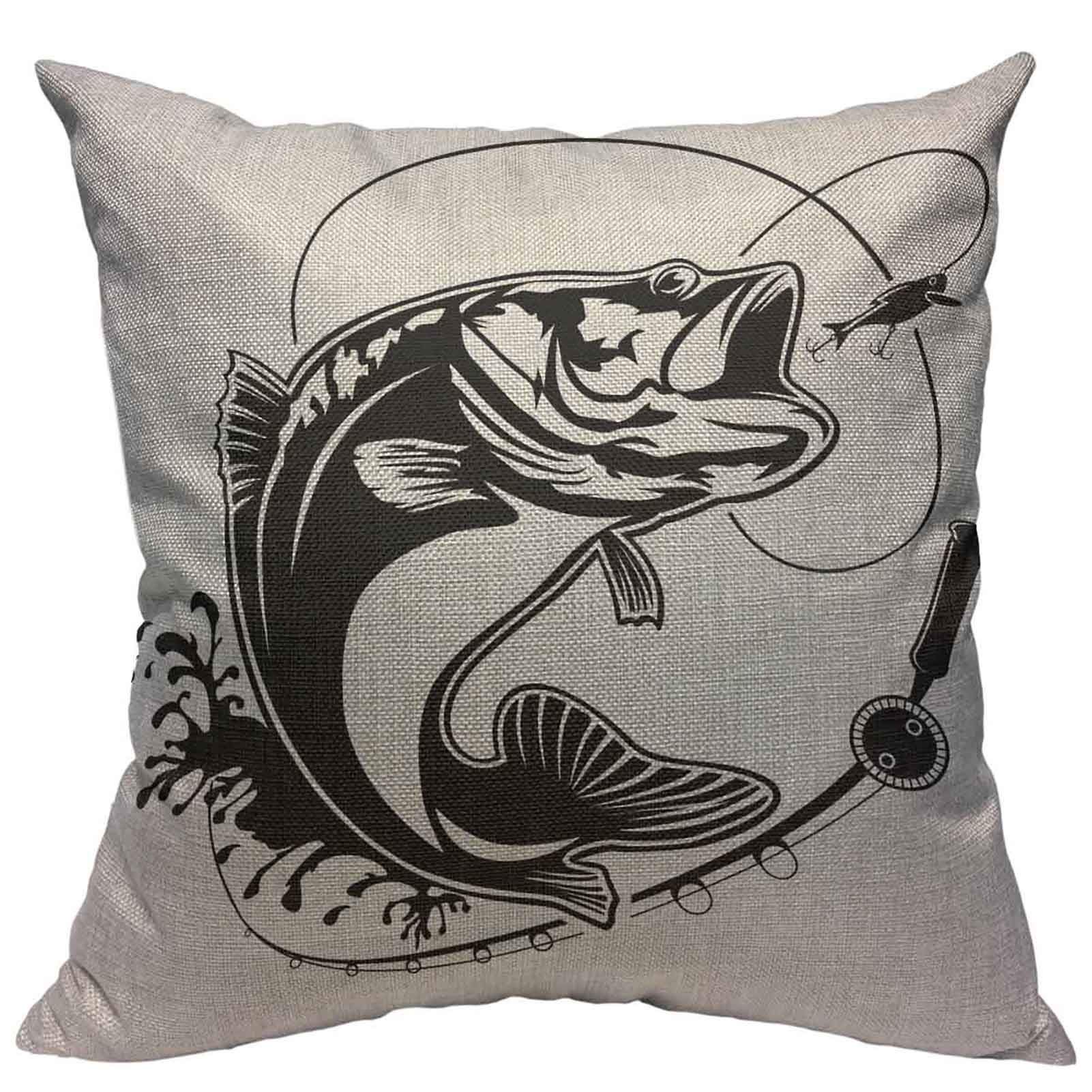 Amazon.com: VERSUSWOLF Throw Pillow Covers Black Walleye Fishing Bass ...