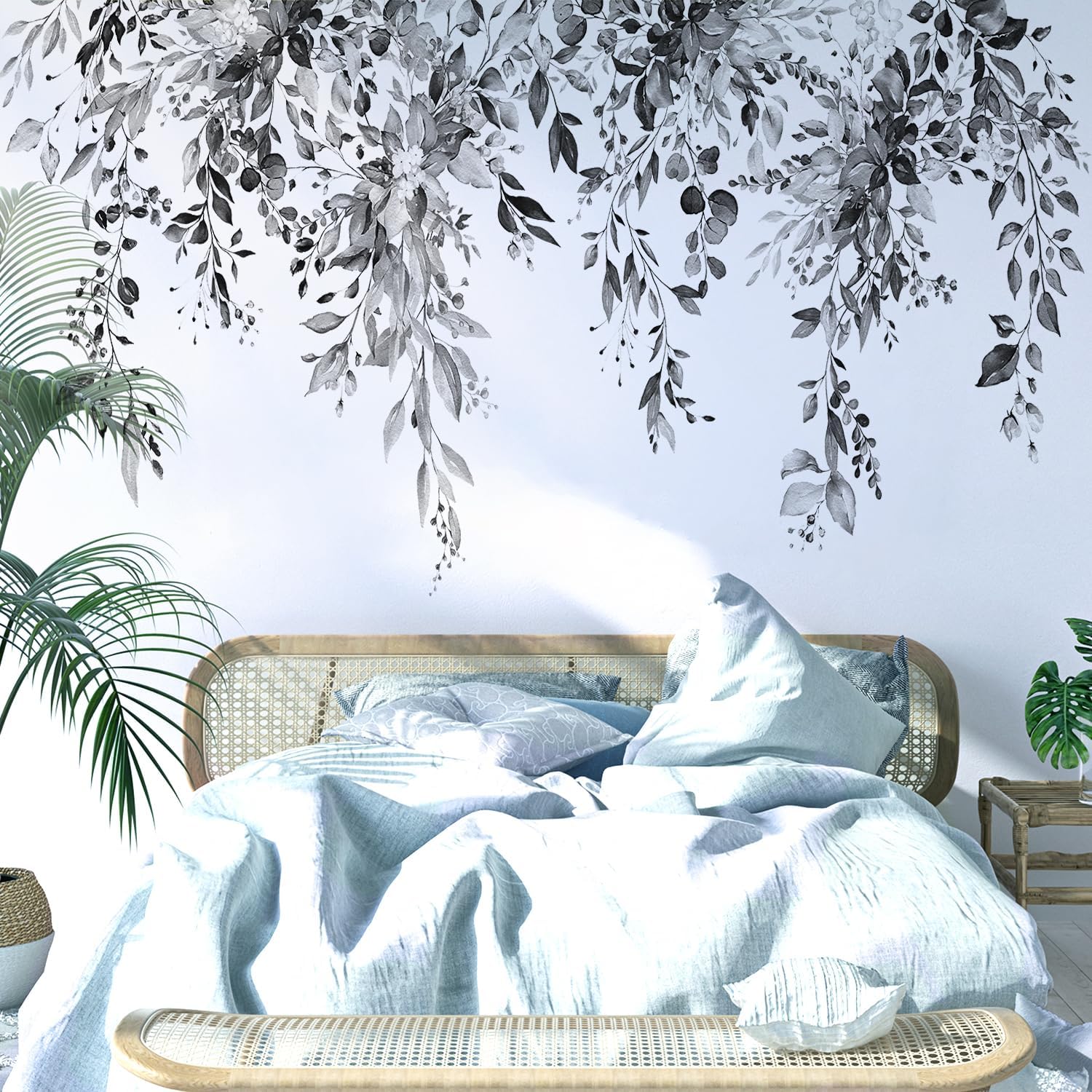 Amazon.com: iDLike Hanging Plant Wall Decals, Large Flower Leaves ...